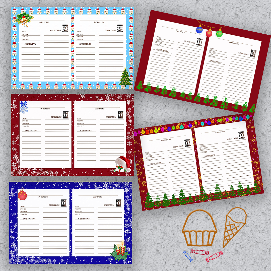 Digital Christmas kitchen recipe card template | Inspire Uplift