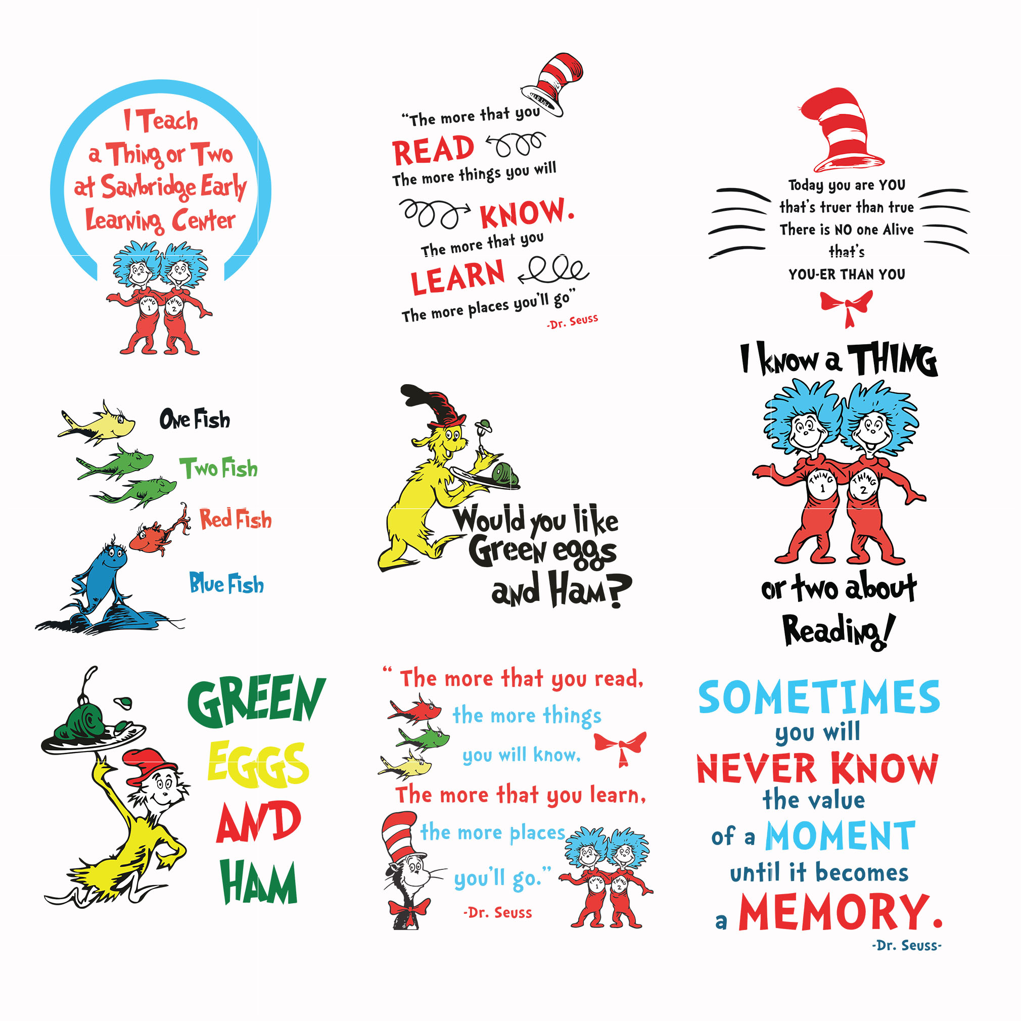 Dr Seuss Bundle SVG, Thing SVG, Dr Seuss SVG, Dr Seuss Quot | Inspire ...