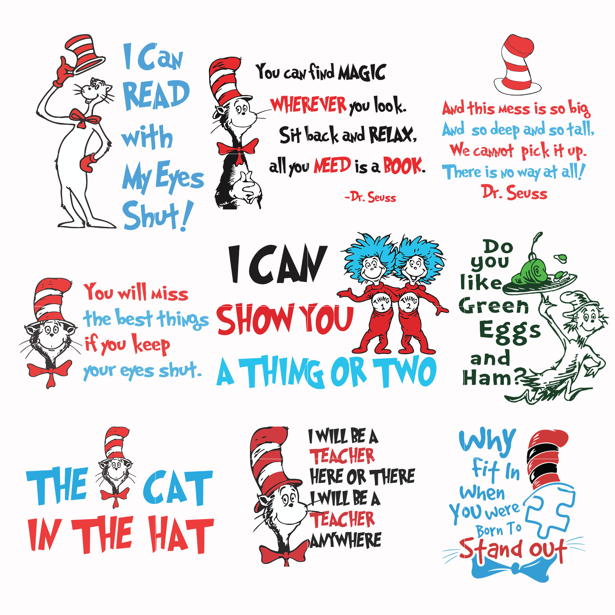 Dr Seuss SVG Bundle, The Cat In The Hat SVG, I Can Show You | Inspire ...