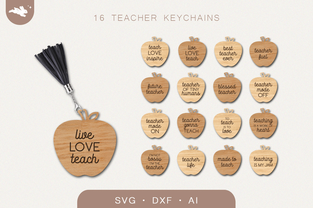 Teacher keychain svg, Teacher laser file svg | Inspire Uplift