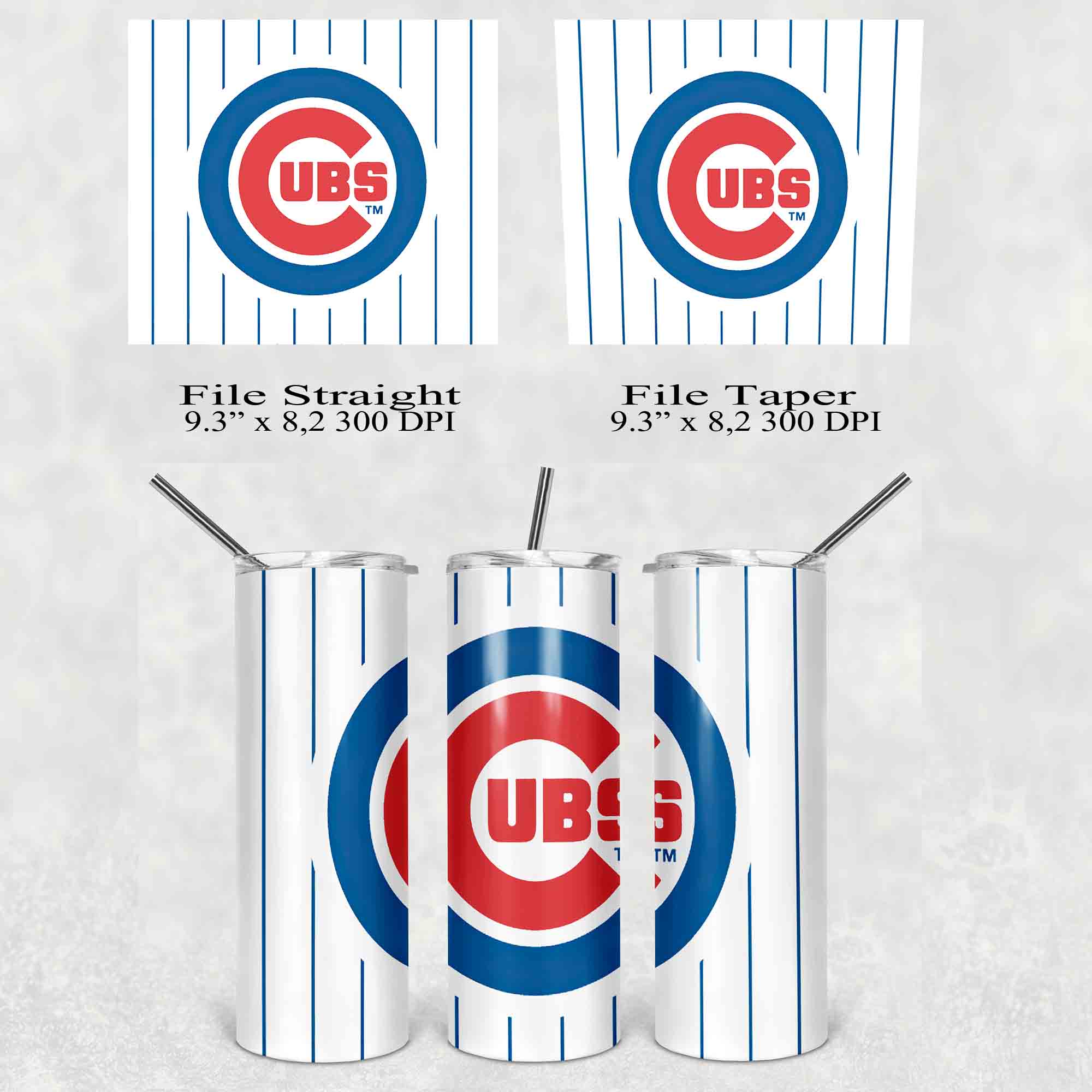 Chicago Cubs Tumbler Wrap, 20oz Skinny Tumbler Straight, MLB | Inspire ...