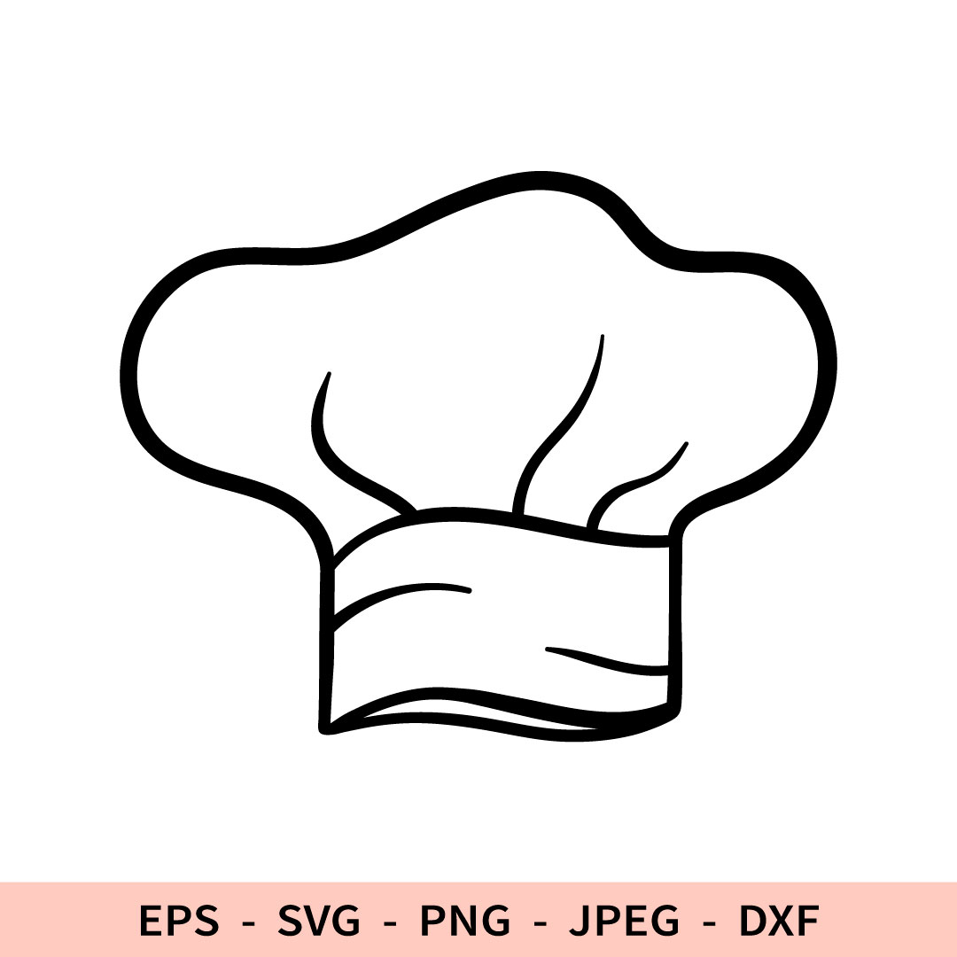 Baker Svg Chef's Hat Logo Dxf File for Cricut Outline Baking - Inspire ...