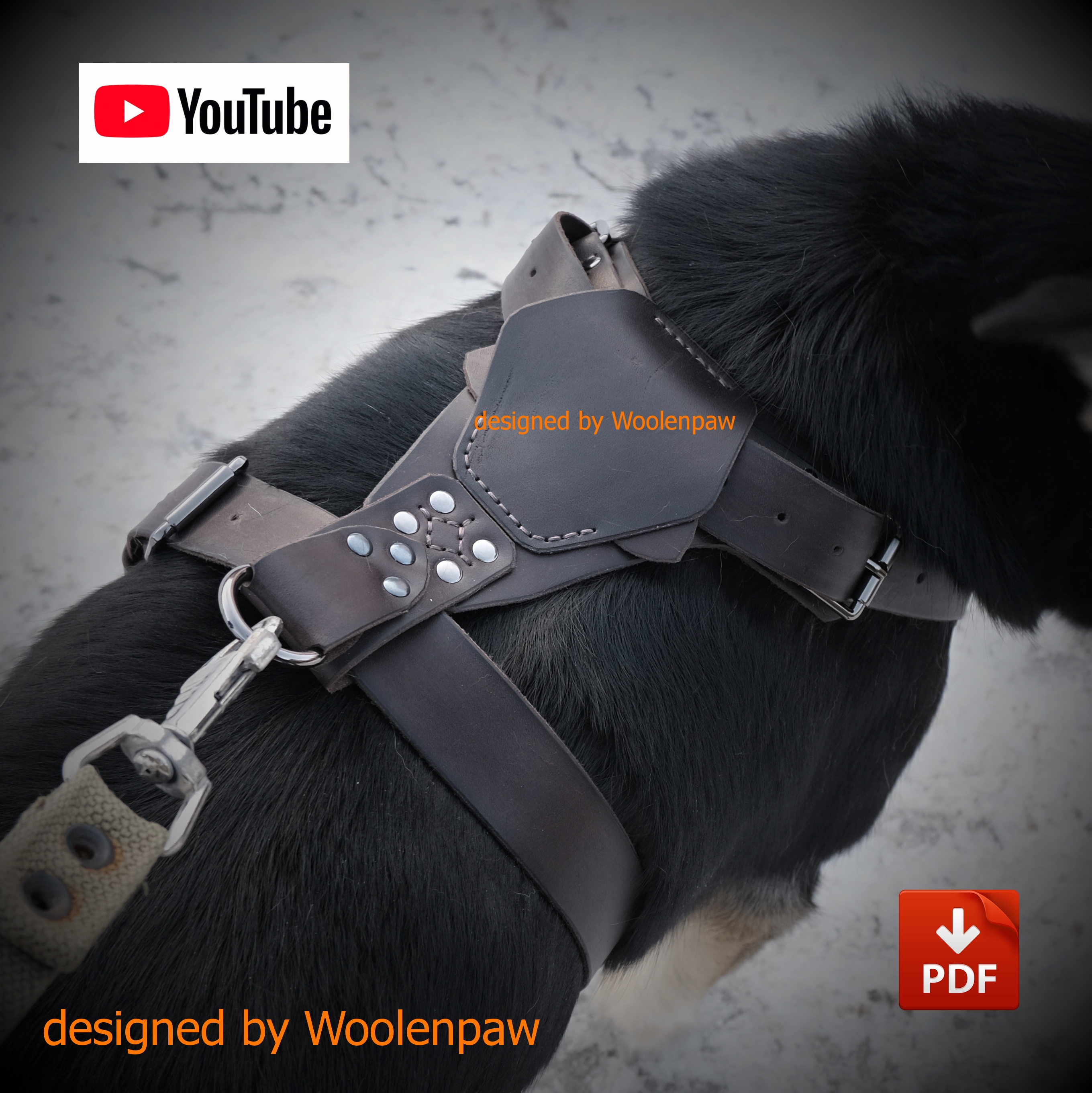 Dog harness OTH13 - Leather pattern by Woolenpaw - Inspire Uplift