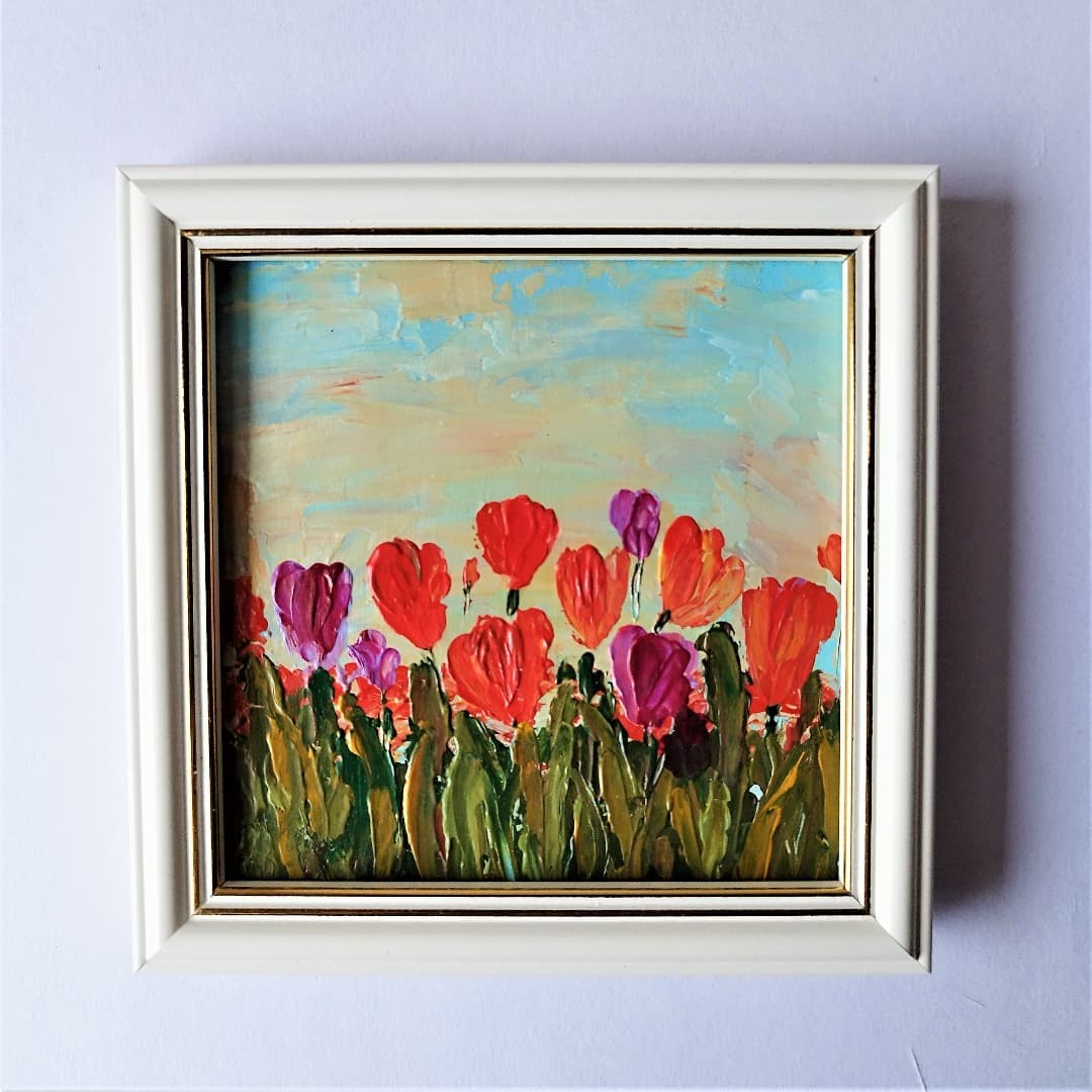 Colorful flowers painting, Small painting, Small landscape p | Inspire ...
