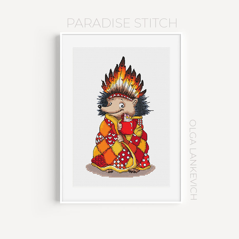 Hedgehog Indian cross stitch pattern PDF and Saga | Inspire Uplift