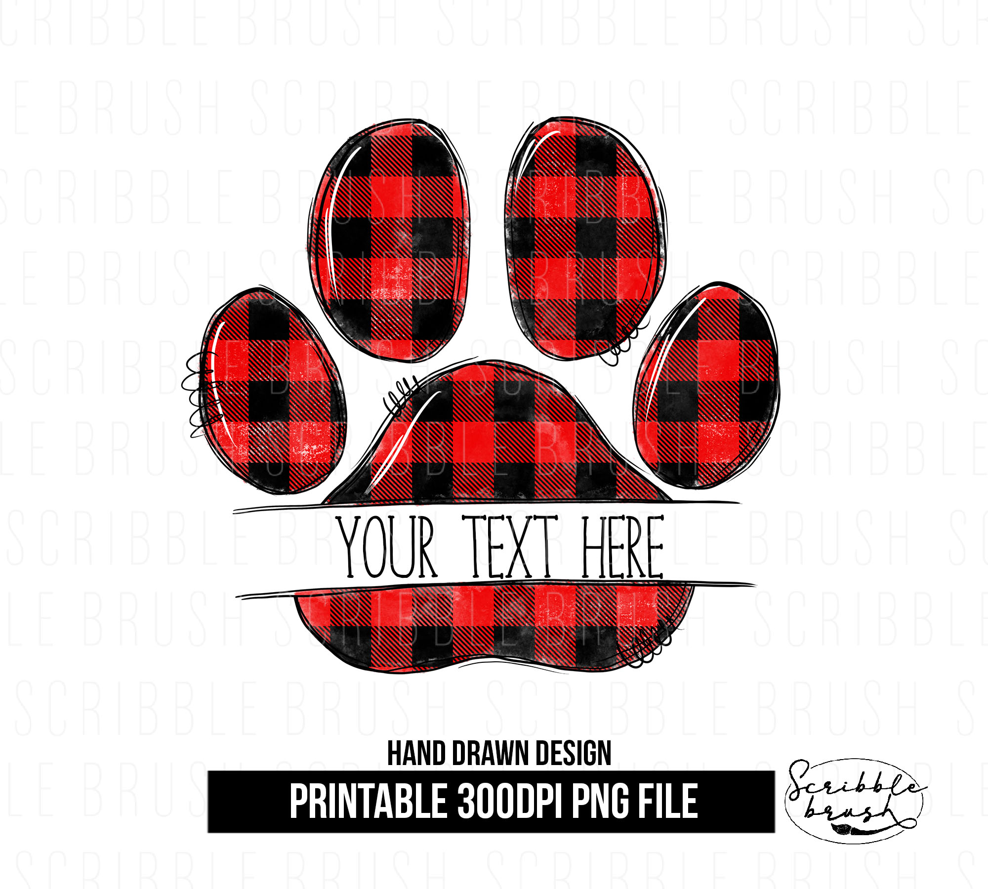 Split Red Plaid Dog Paw Print Monogram Sublimation PNG Desig - Inspire ...