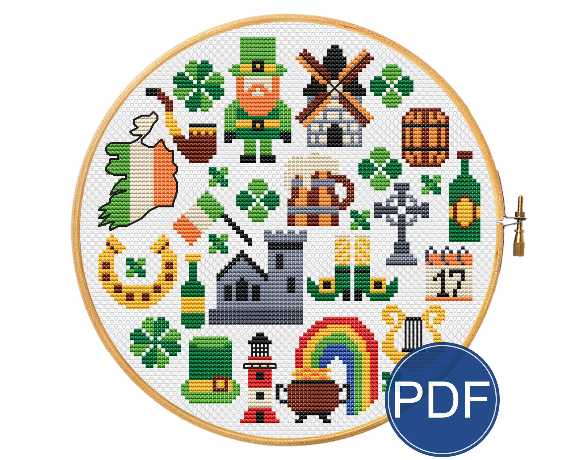 Ireland round sampler for cross stitch pattern | Inspire Uplift