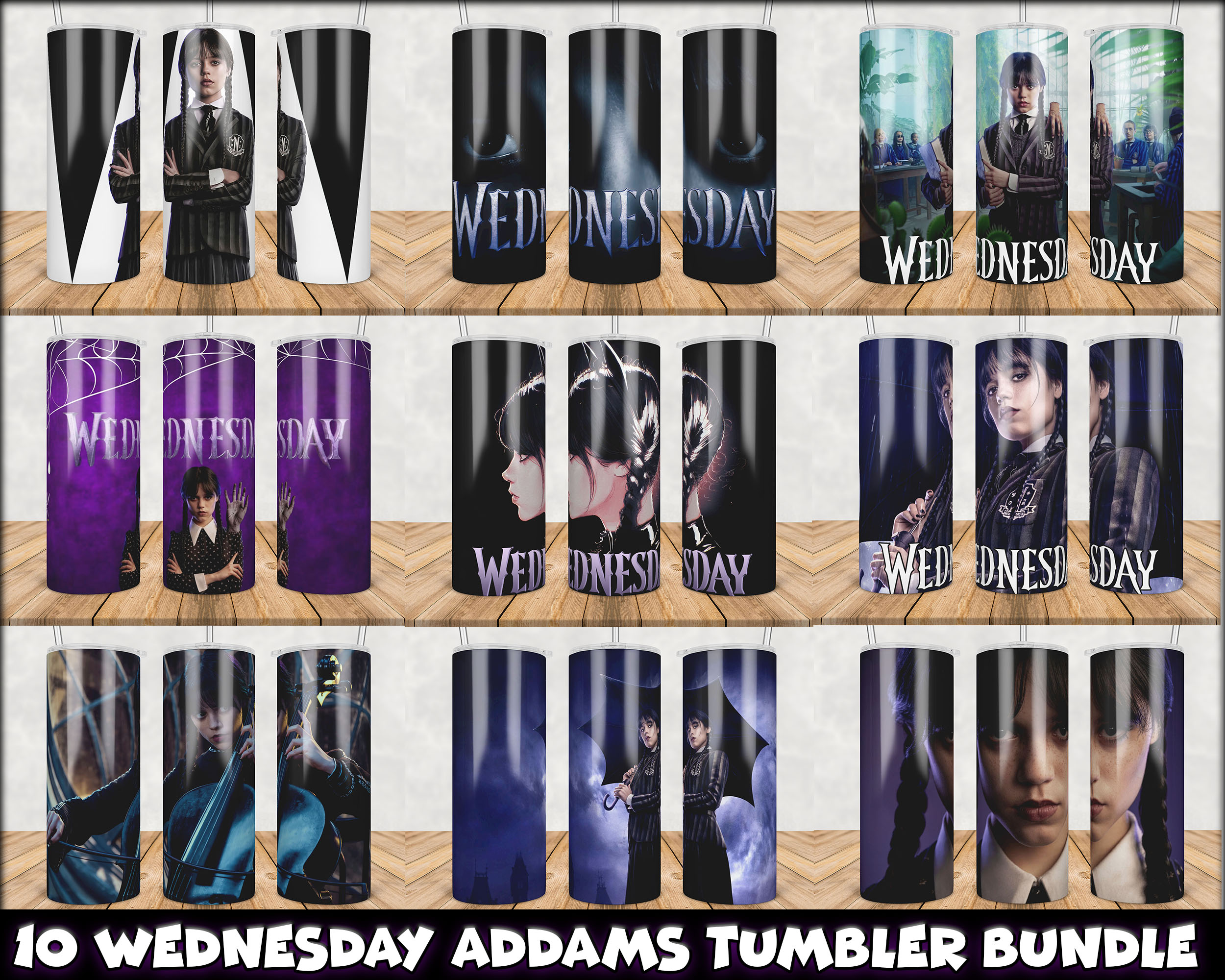 Wednesday Tumbler Wrap, Wednesday Addams Png, Wednesday 20oz | Inspire ...