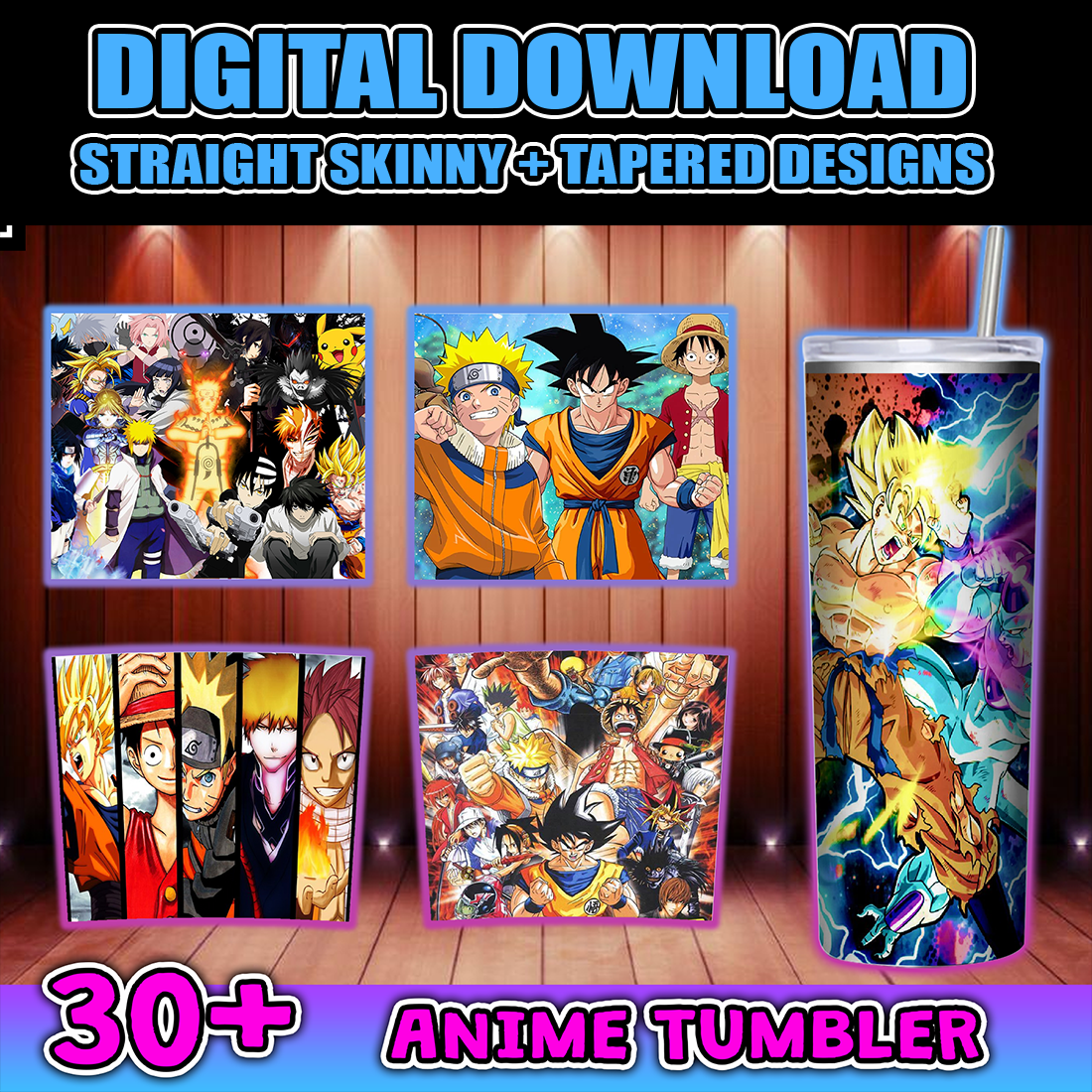 Anime Bundle Tumbler Design Dundle, 30oz, Straight, Tapered - Inspire ...
