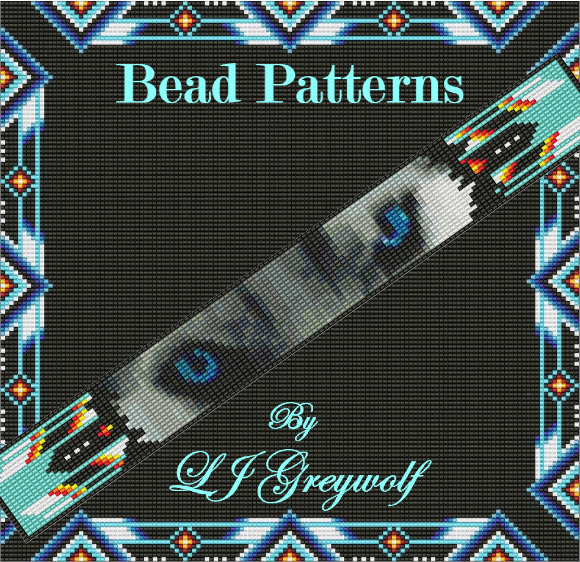 Beading Pattern Of Blue Eye Wolf by LJ Greywolf | Inspire Uplift