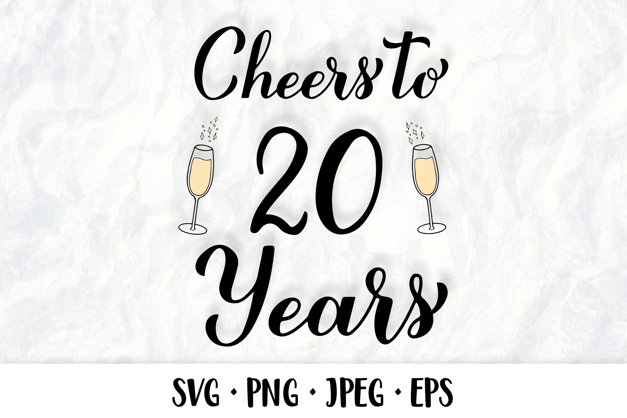 Cheers to 20 Years SVG. 20th Birthday, Anniversary party dec | Inspire ...
