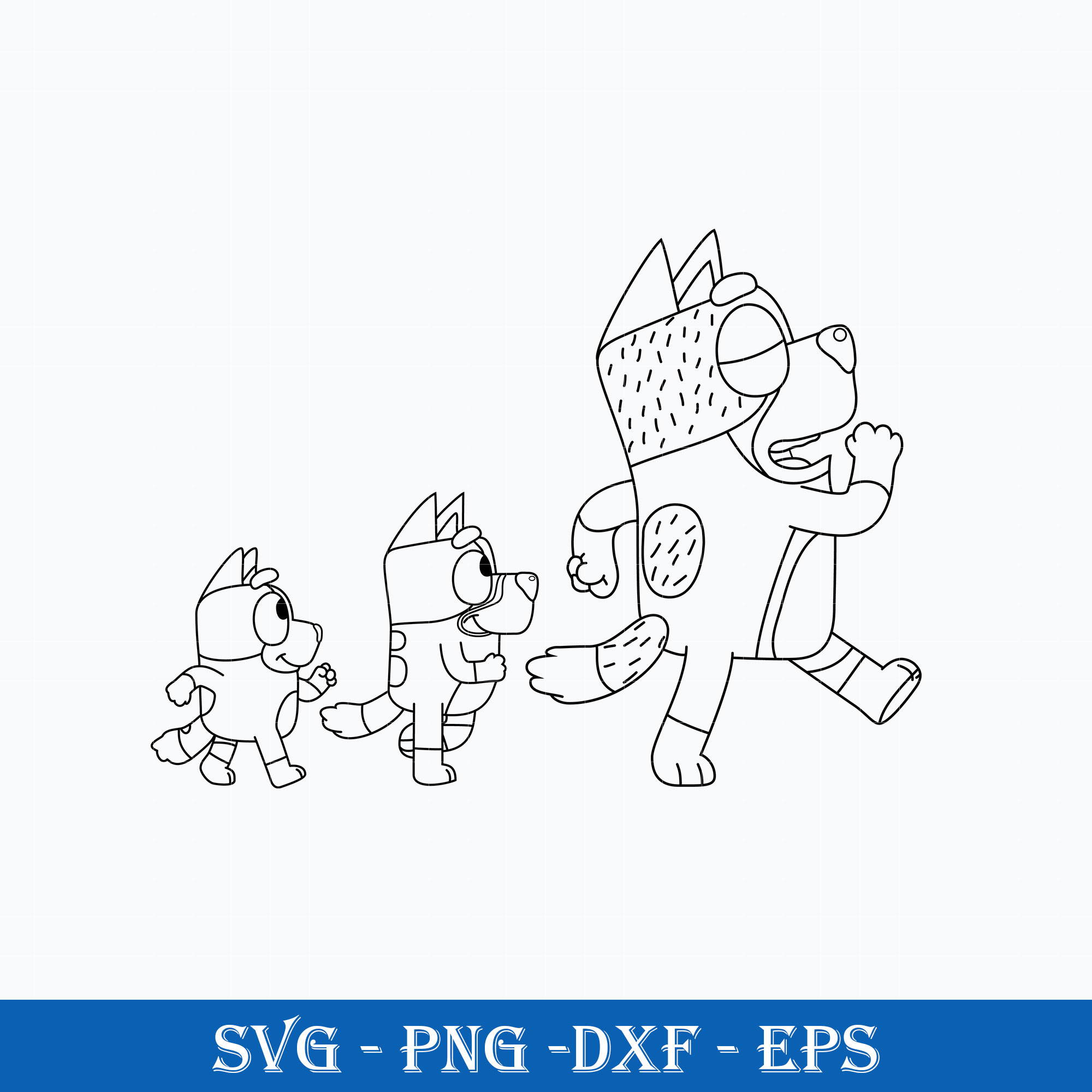 Jack Army Bluey Dog Outline Svg, Bluey Svg, Cartoon Svg Digital File. | US