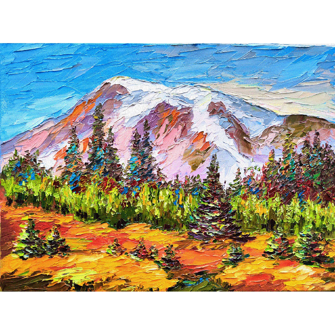 Mount Rainier Painting Washington State Original Wall Art | Inspire Uplift