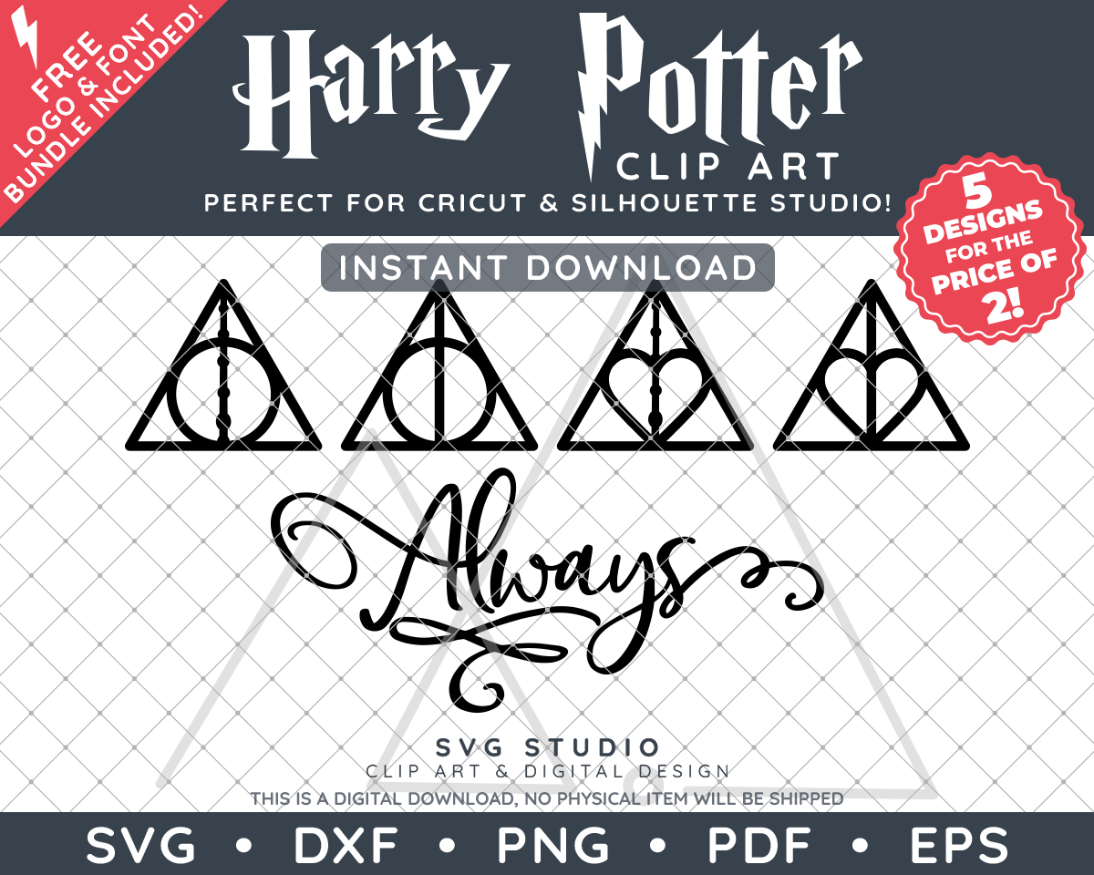 Harry Potter Clip Art Design SVG DXF PNG PDF - Deathly Hallo - Inspire ...