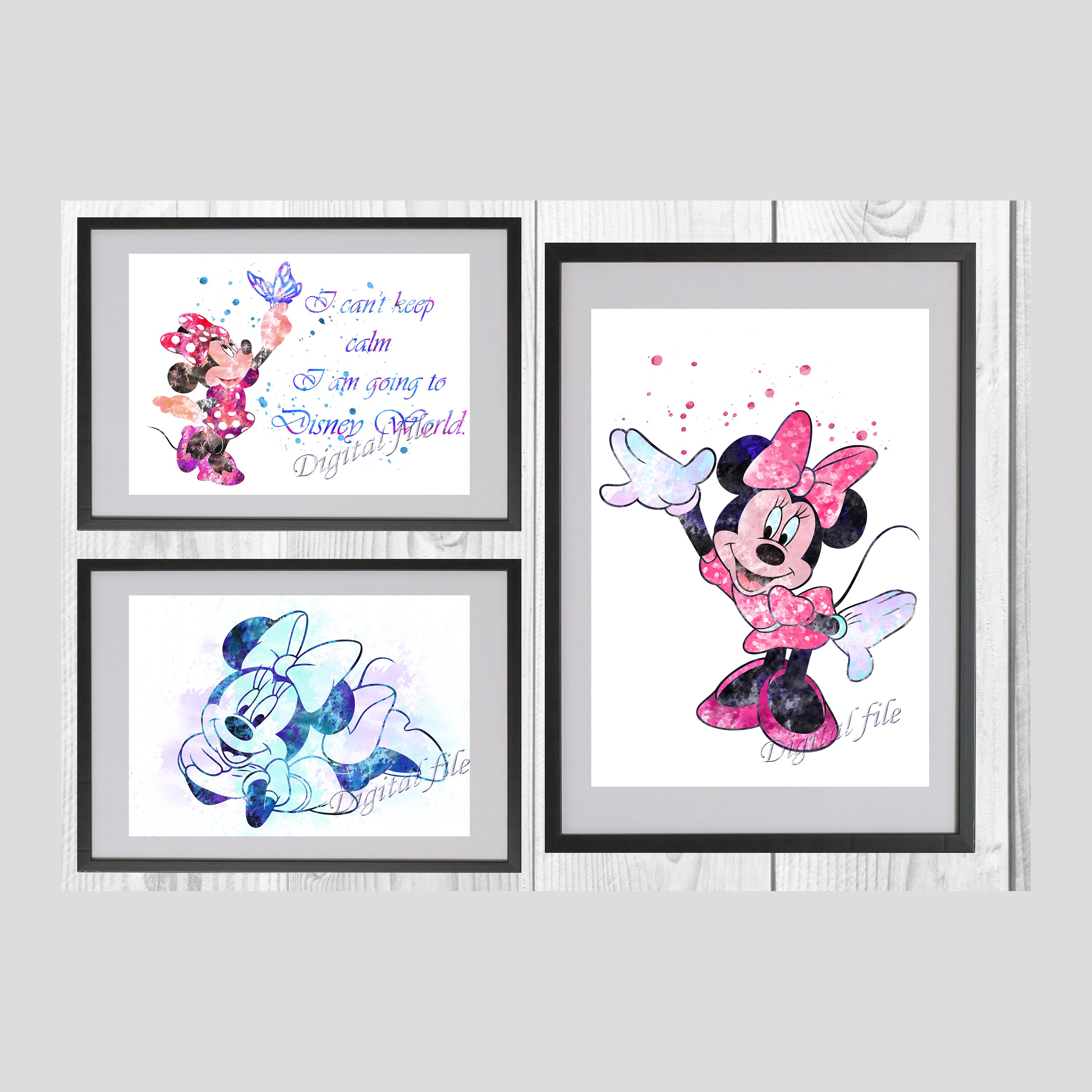 Minnie Mouse Set Disney Art Print Digital Files decor nurser | Inspire ...