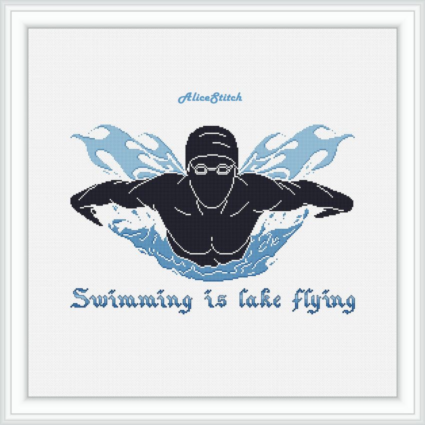 Cross stitch pattern sport Swimming Swimmer Butterfly | Inspire Uplift