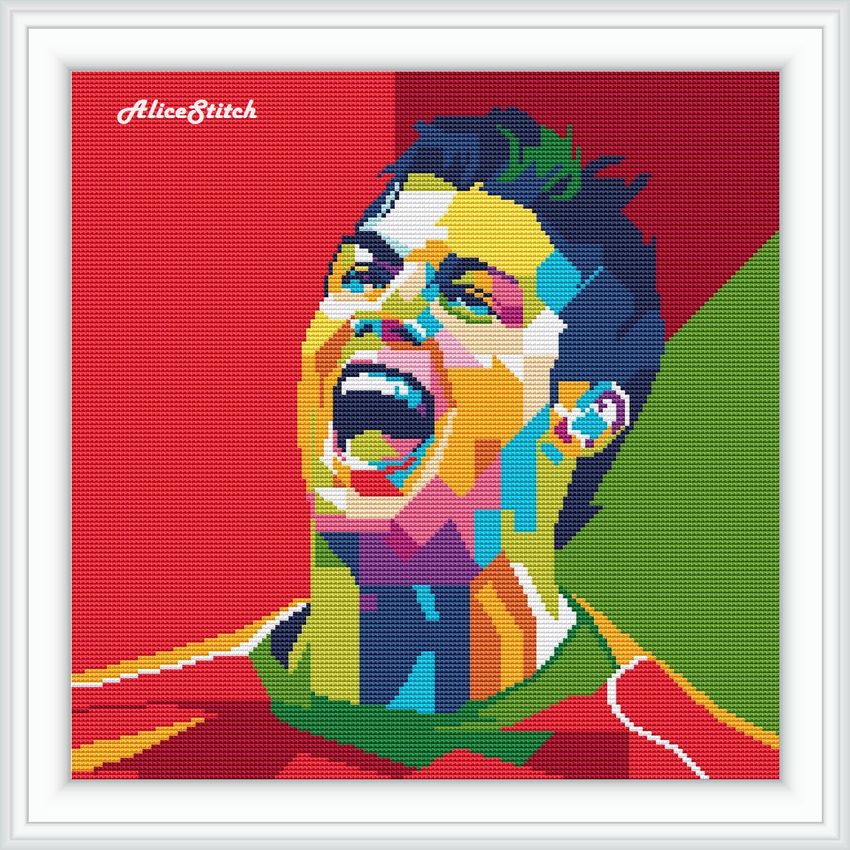 Cross stitch pattern Cristiano Ronaldo sport football art | Inspire Uplift