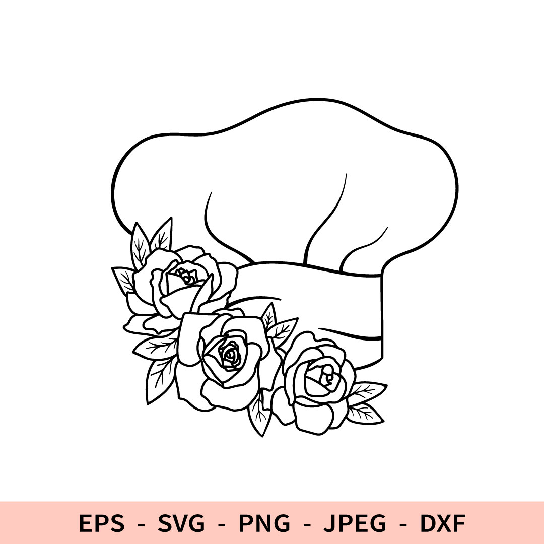 Floral Baker Svg Chef's Hat Flowers Logo Dxf File for Cricut | Inspire ...