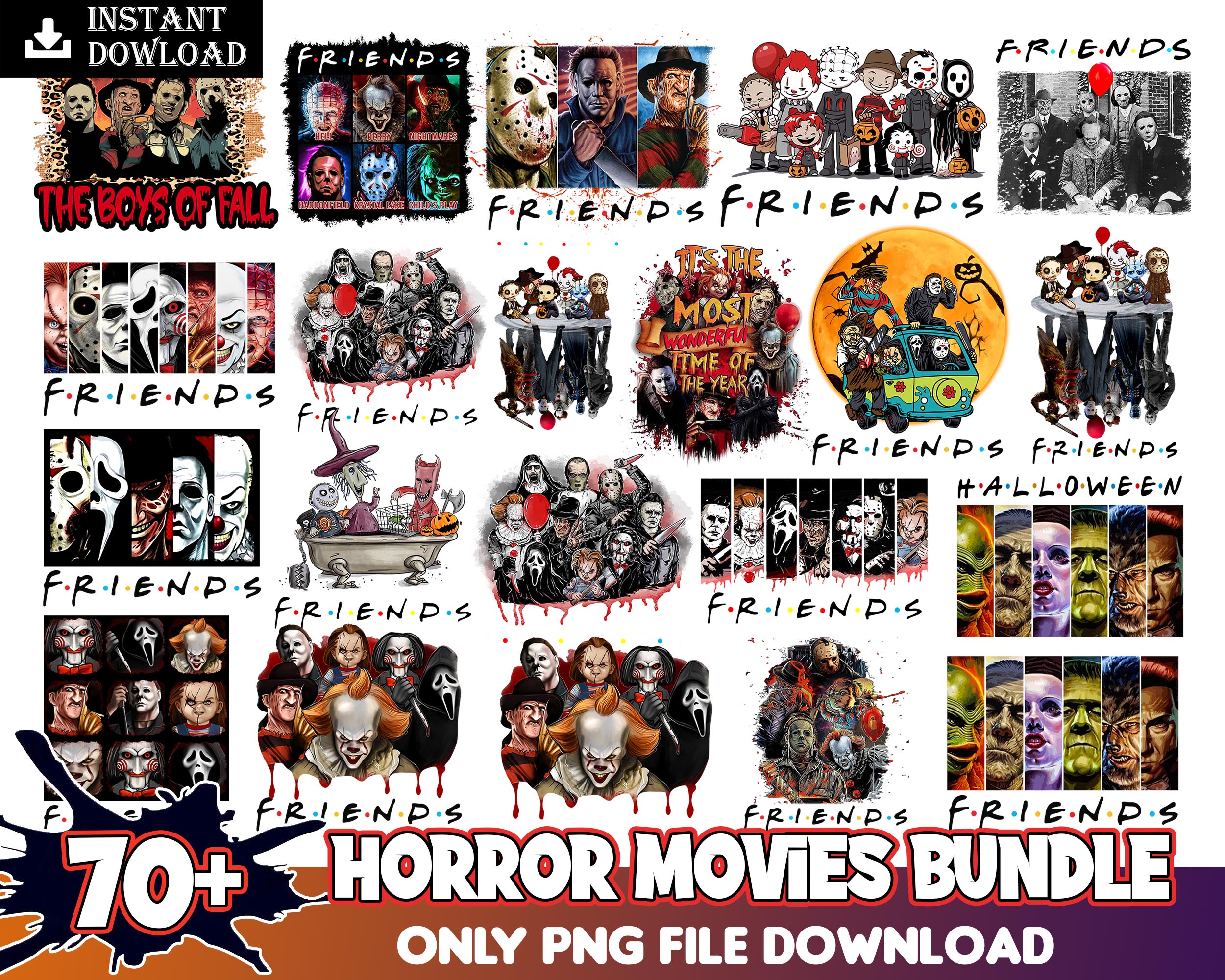 Horror Movies Characters PNG Bundle, Halloween designs for p | Inspire ...