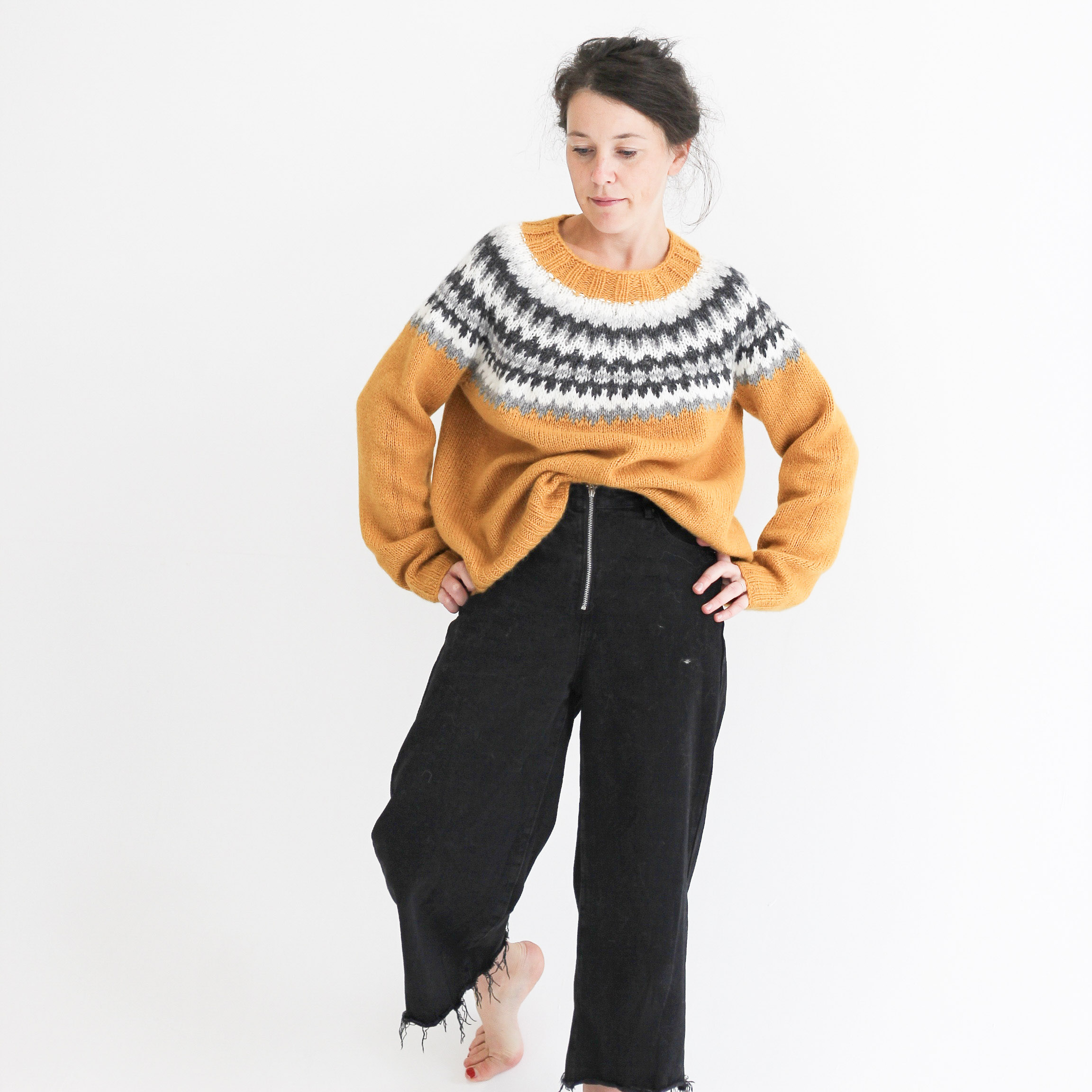 Yellow autumn fair isle wool mountain sweater | Inspire Uplift