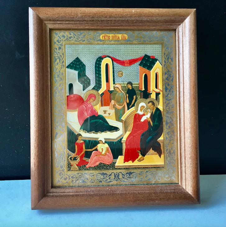 Nativity of the Mother of God | In wooden frame with glass | Inspire Uplift