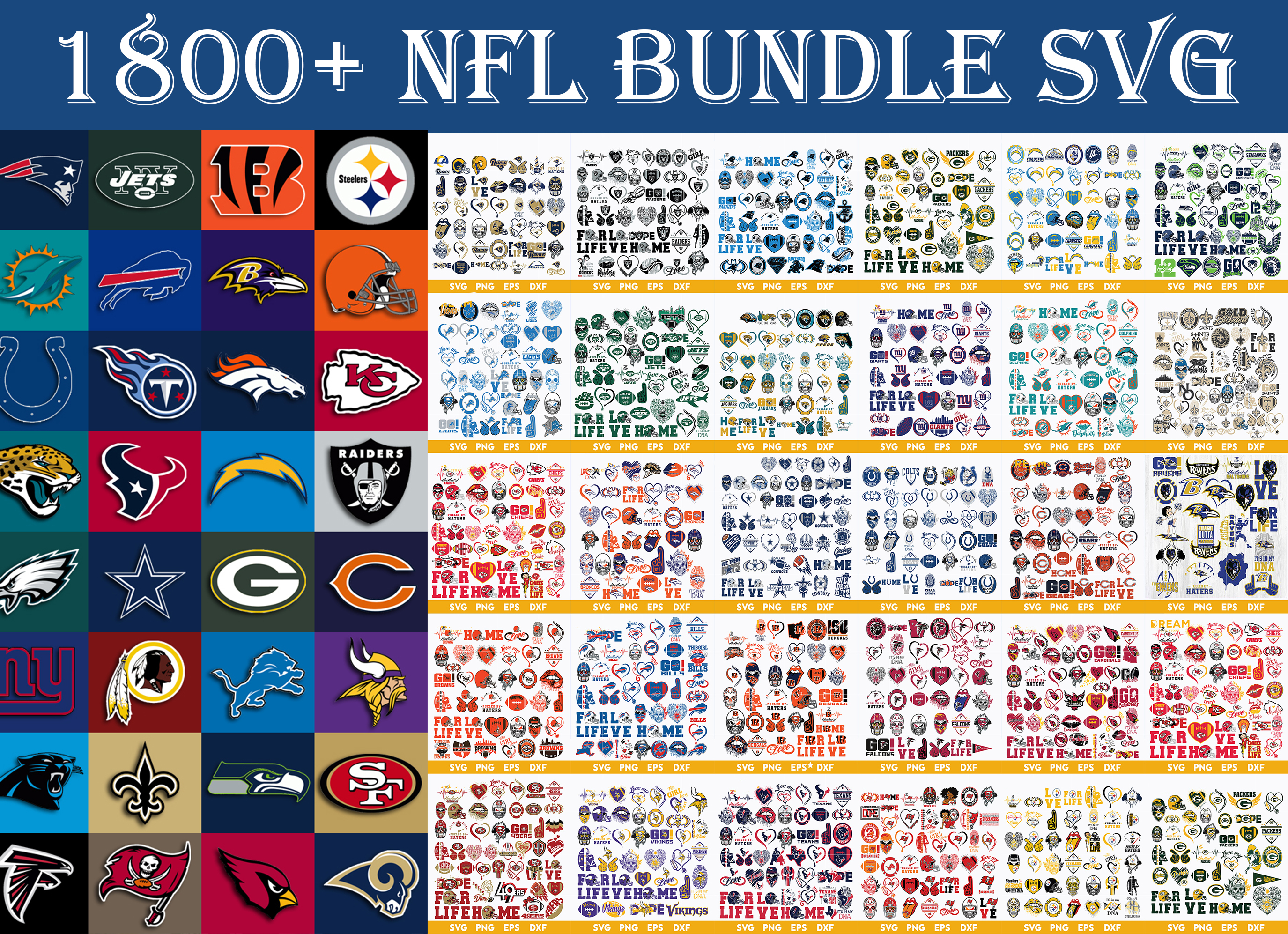 NFL Bundle Svg, 32 Team NFL, NFL Bundle Svg, Sport Svg, Bund | Inspire ...