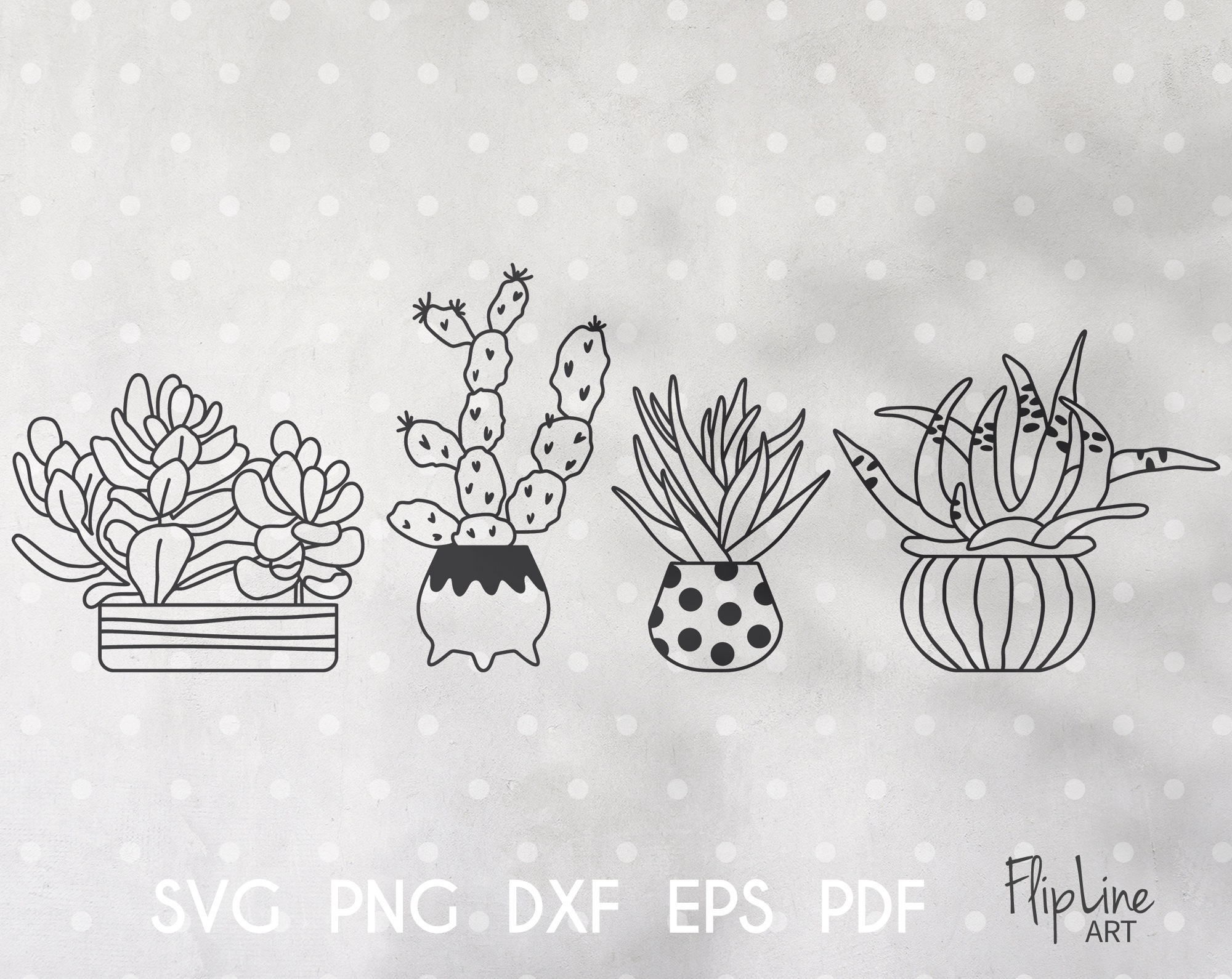 Succulent Plant SVG & PNG clipart bundle, cactus pot. | Inspire Uplift