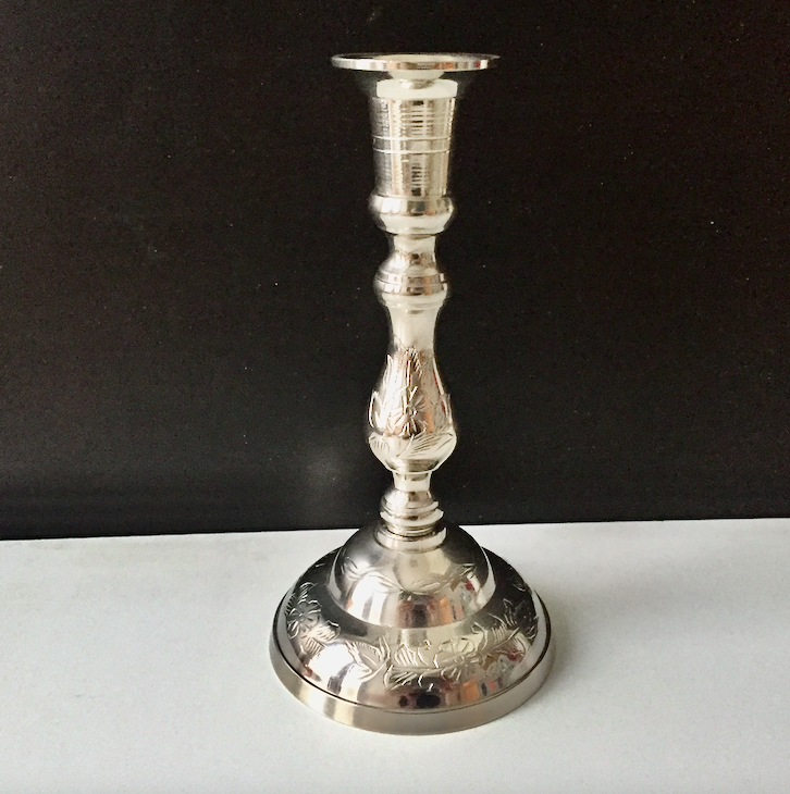 Brass candlestick - Processed stem - silver plated - Round f | Inspire ...