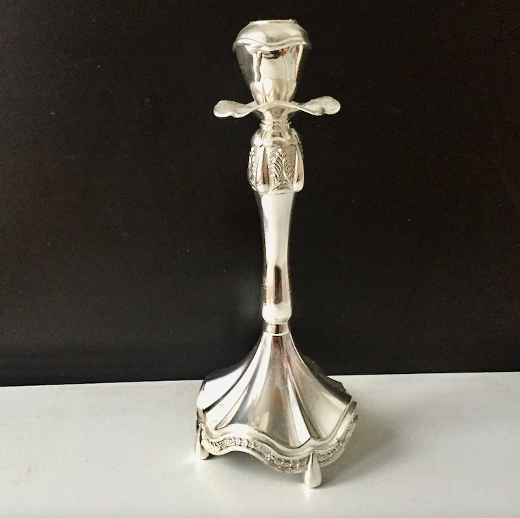 Silver plated candlestick Vintage 2000s | Processed stem - - Inspire Uplift