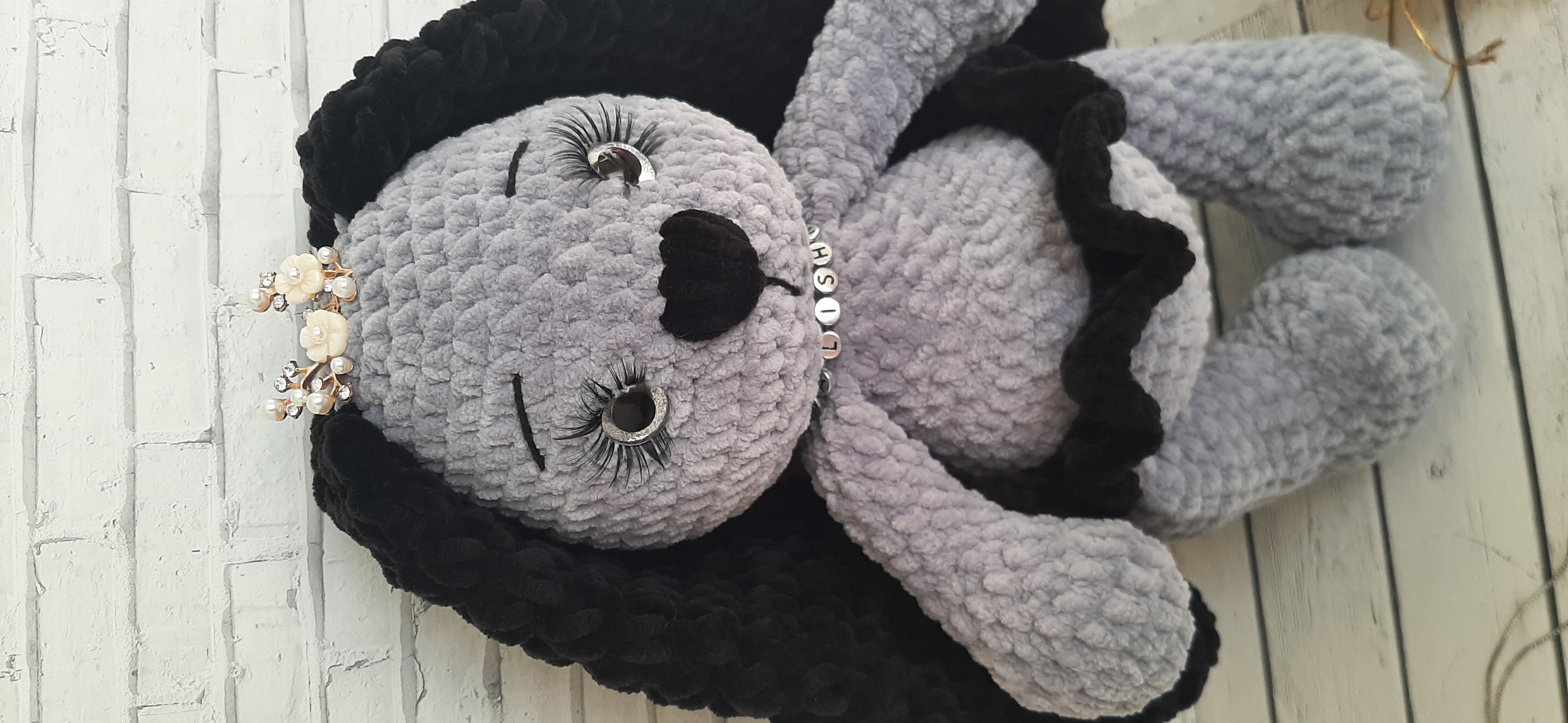 Wednesday plush Bunny,Black plush Rabbit. - Inspire Uplift