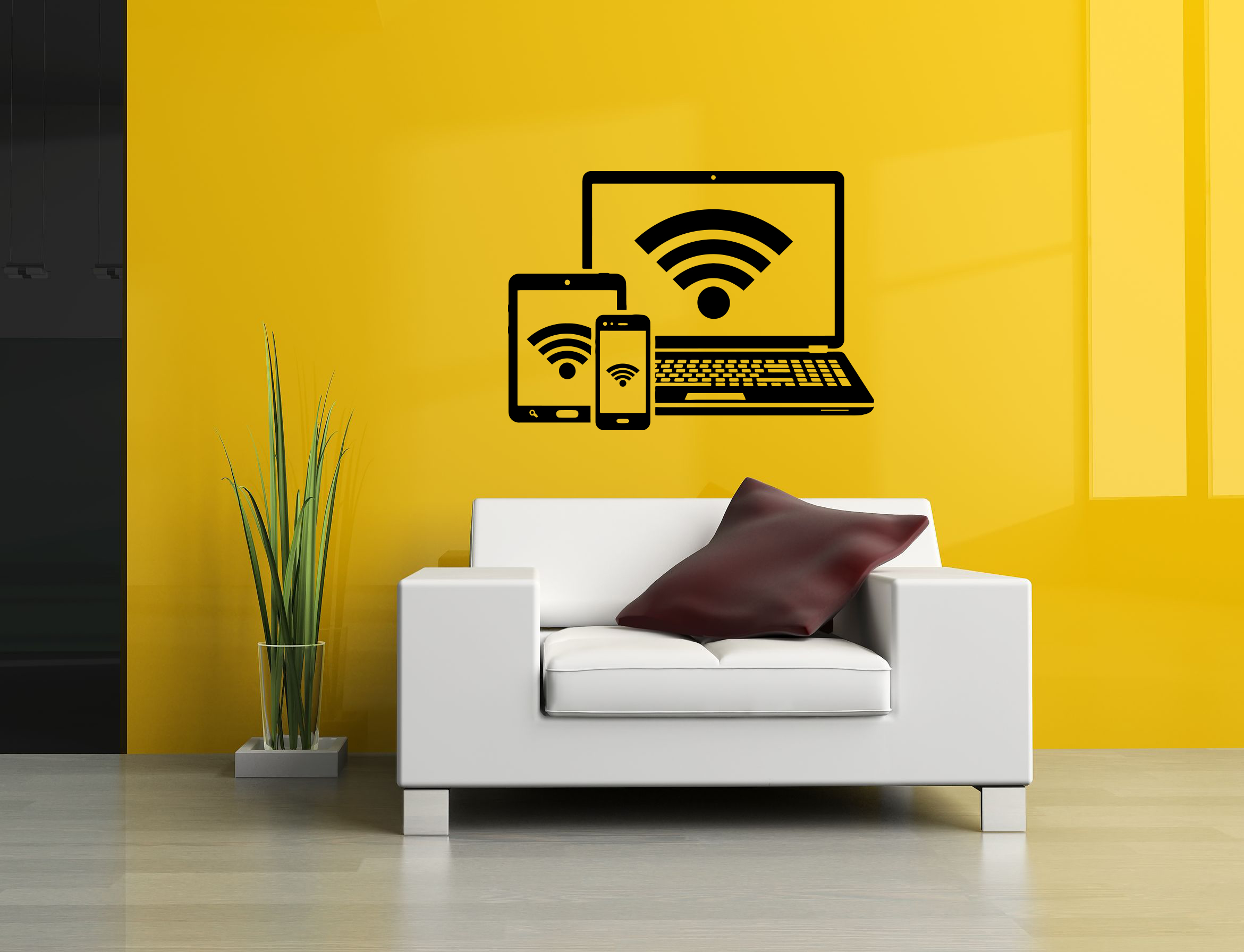 IT Technology Sticker, Wi-Fi, Laptop, Tablet, Smartphone Wal | Inspire ...