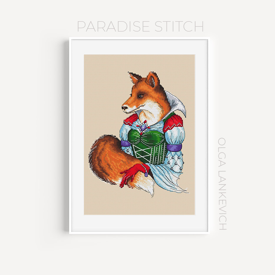 Marquise Fox cross stitch pattern PDF and Saga | Inspire Uplift