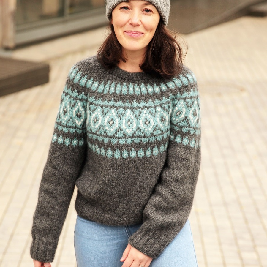 Blue gray norweger rustic hand knitted jumper | Inspire Uplift