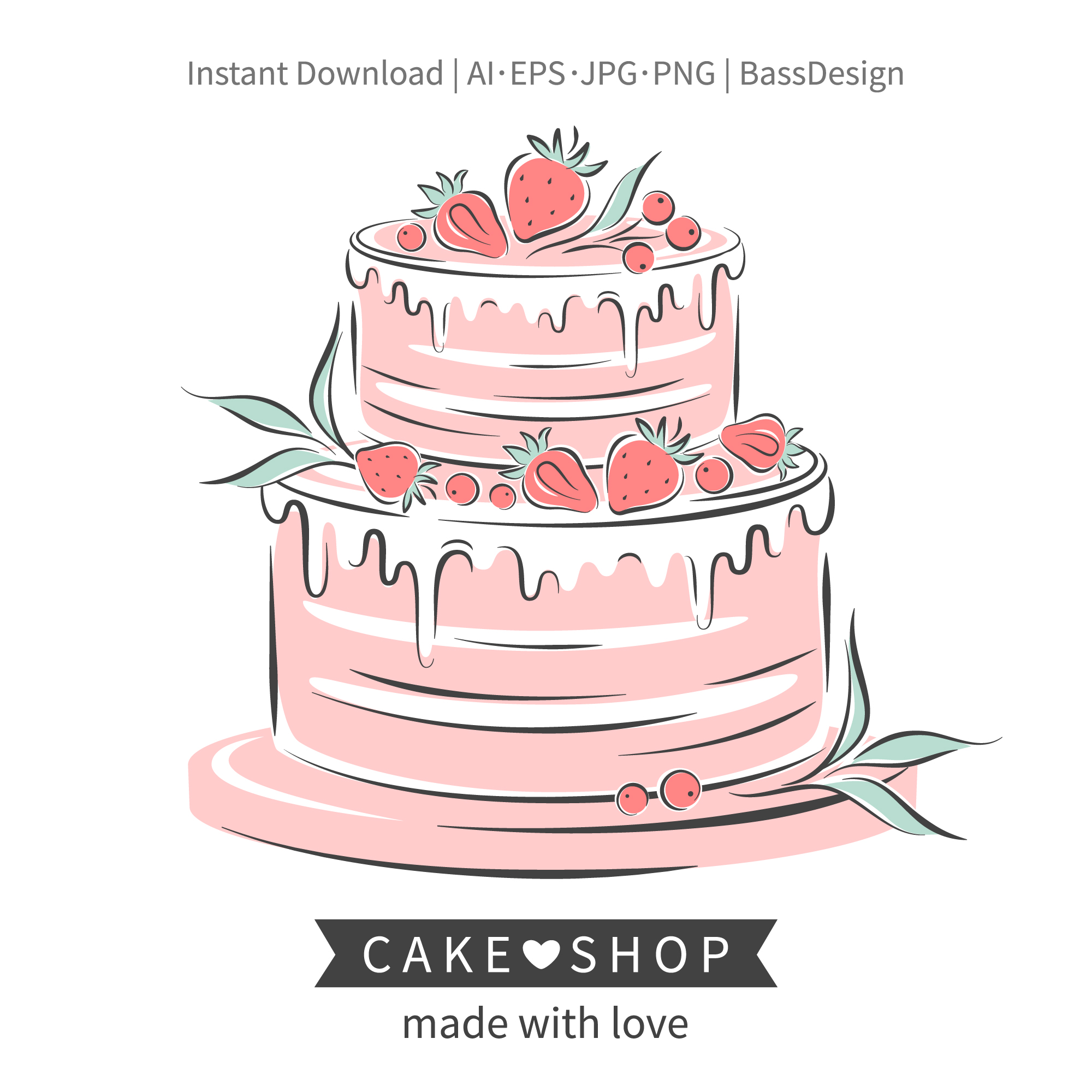 Cake shop logo. Clipart, Instant Download. AI, EPS, JPG, PNG - Inspire ...