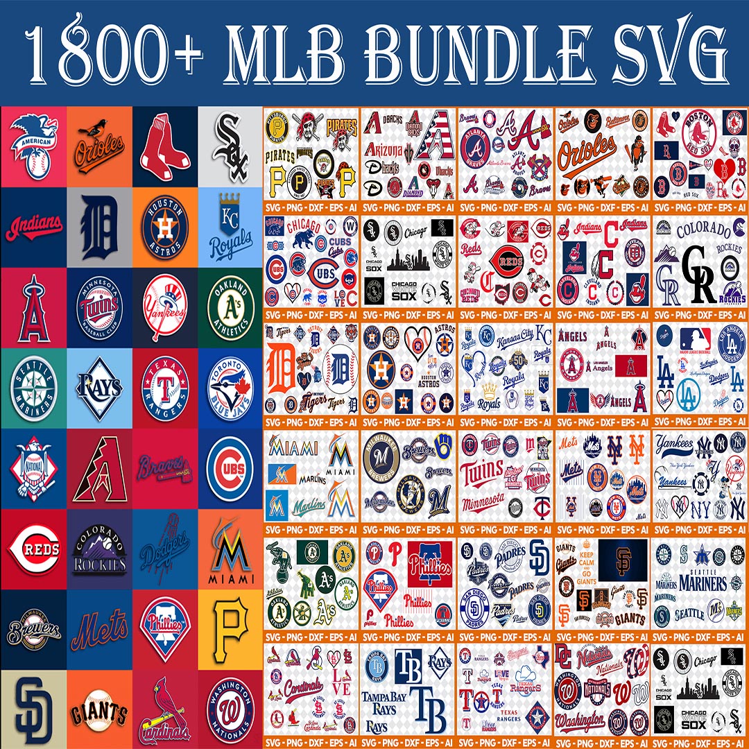 New MLB SVG Bundle 1800 MLB SVG, EPS, PNG, DXF for Cricut, S | Inspire ...