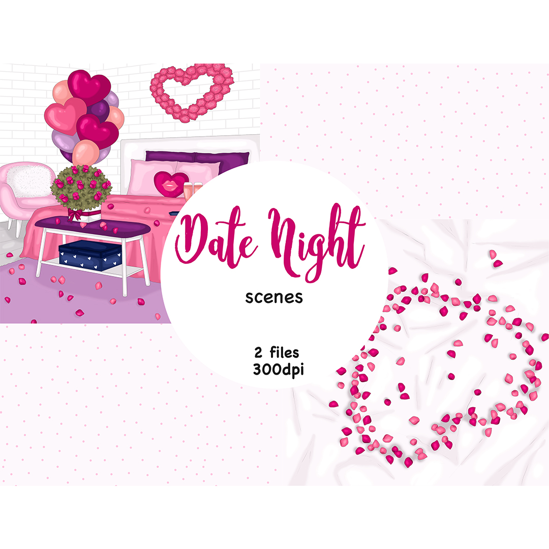 Date Night Scene | Valentines Day Illustrations PNG - Inspire Uplift