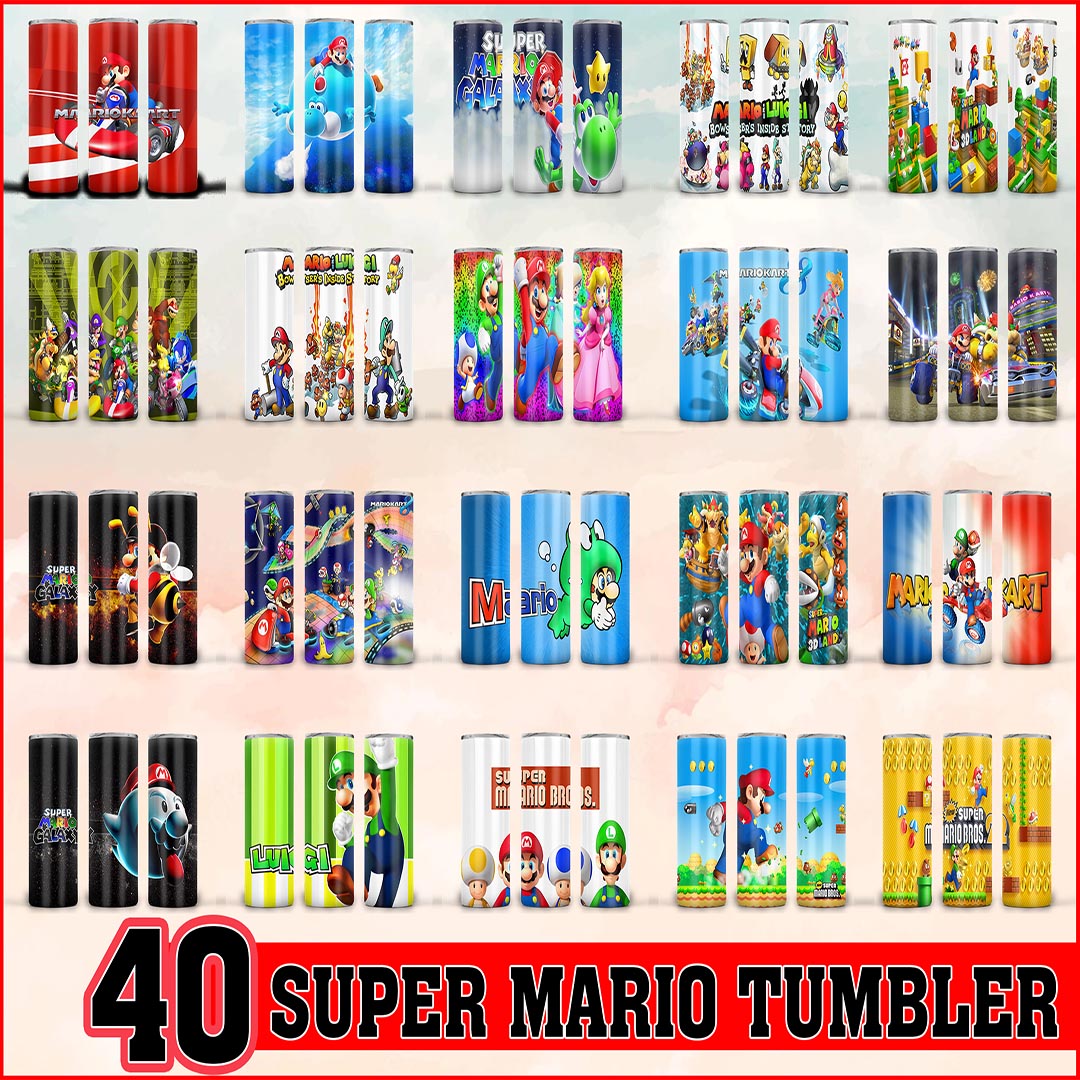 Super Mario Tumbler, Super Mario PNG, Tumbler design, Digita | Inspire ...