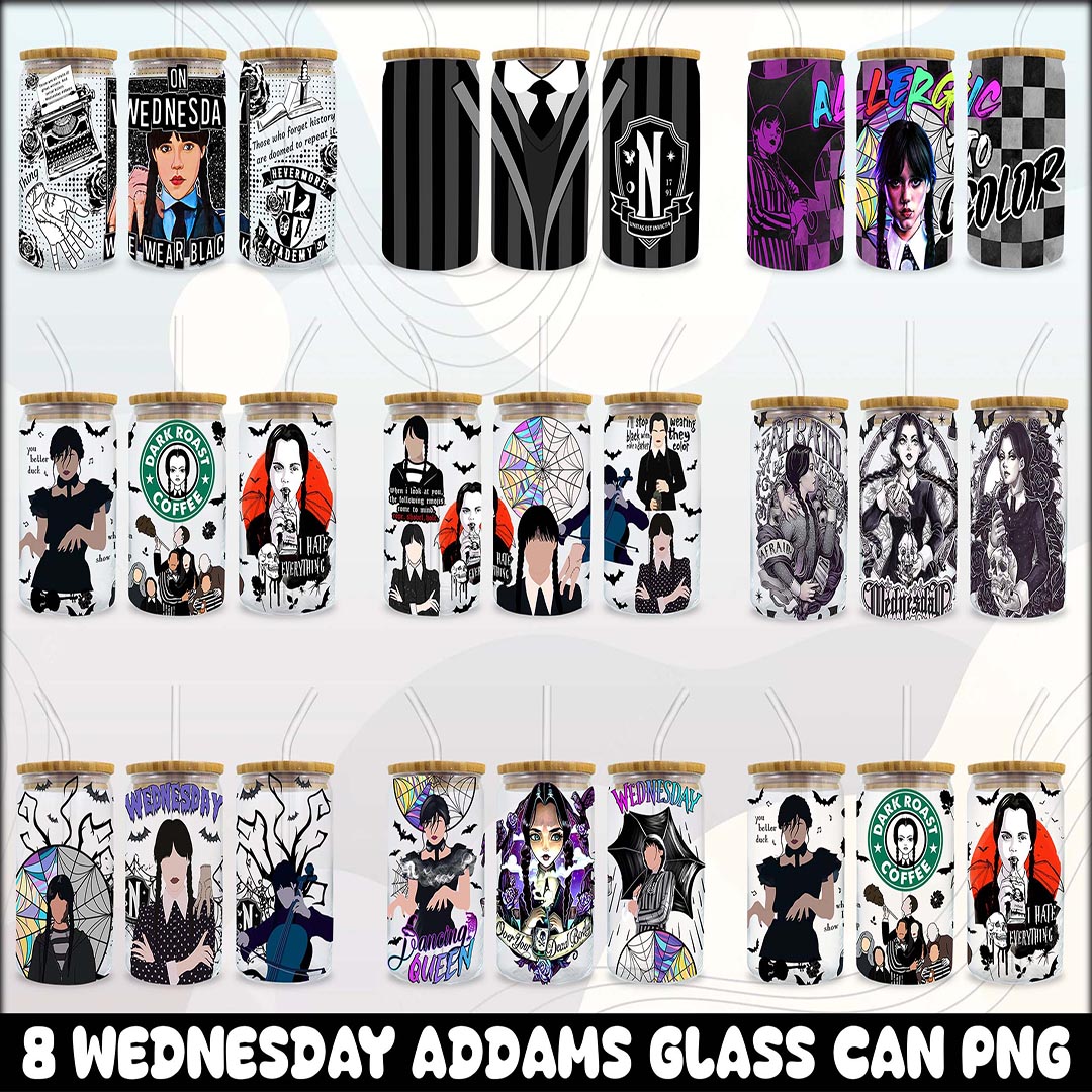 Wednesday Glass Wrap PNG, 16oz Libbey Can Glass, Full Can Wr - Inspire ...