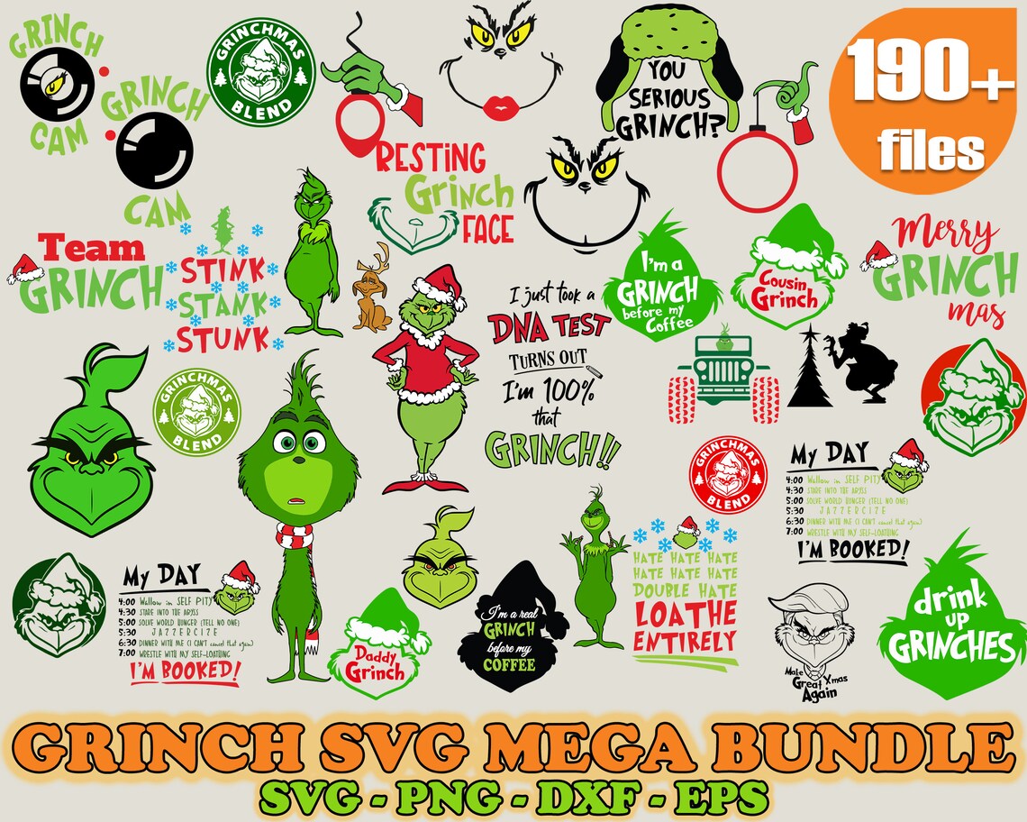 900 Files The Grinch Bundle, 190 UNIQUE DESIGN, Grinch Chris | Inspire ...
