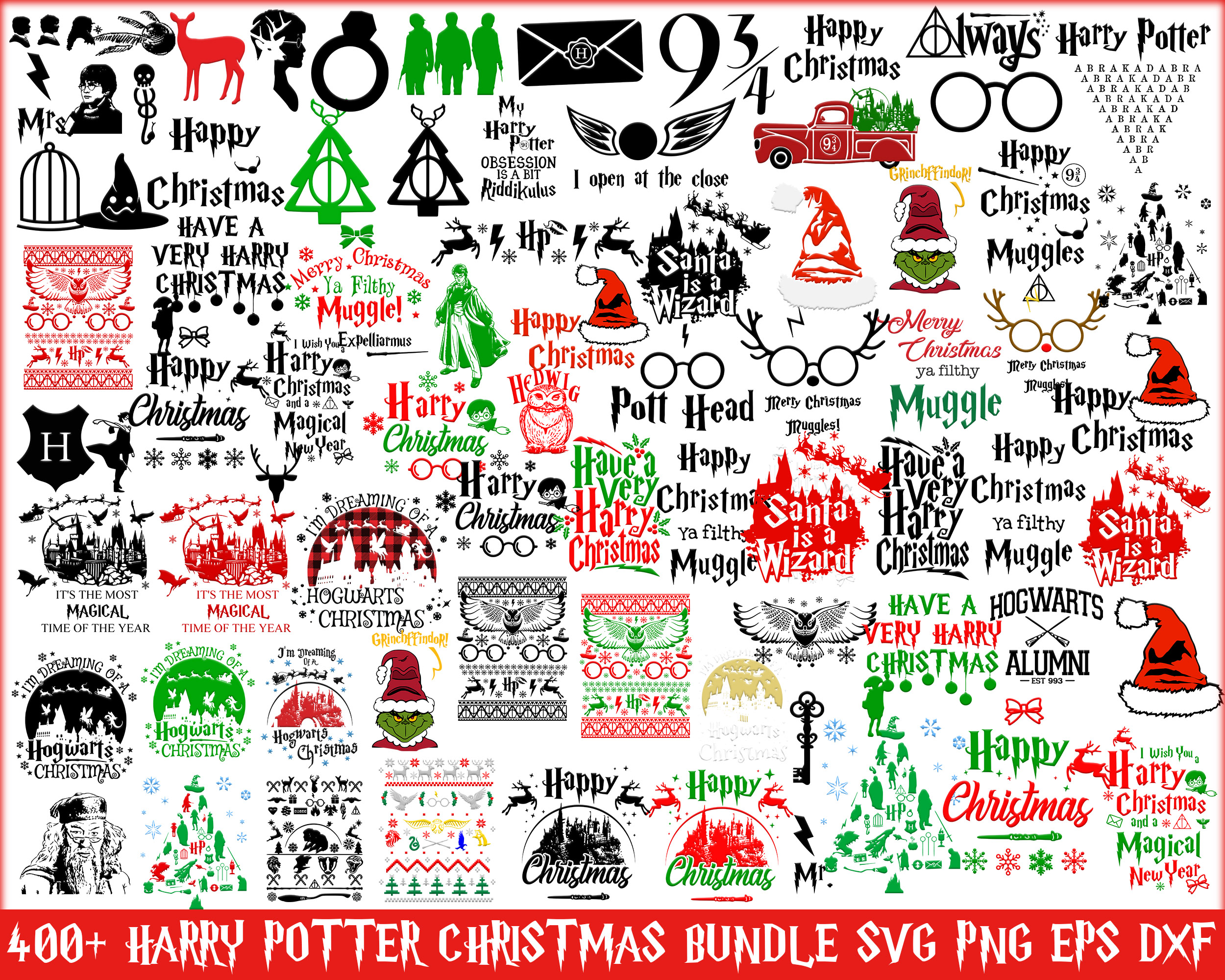 Harry Potter Christmas bundle , Harry Potter Christmas SVG, | Inspire ...