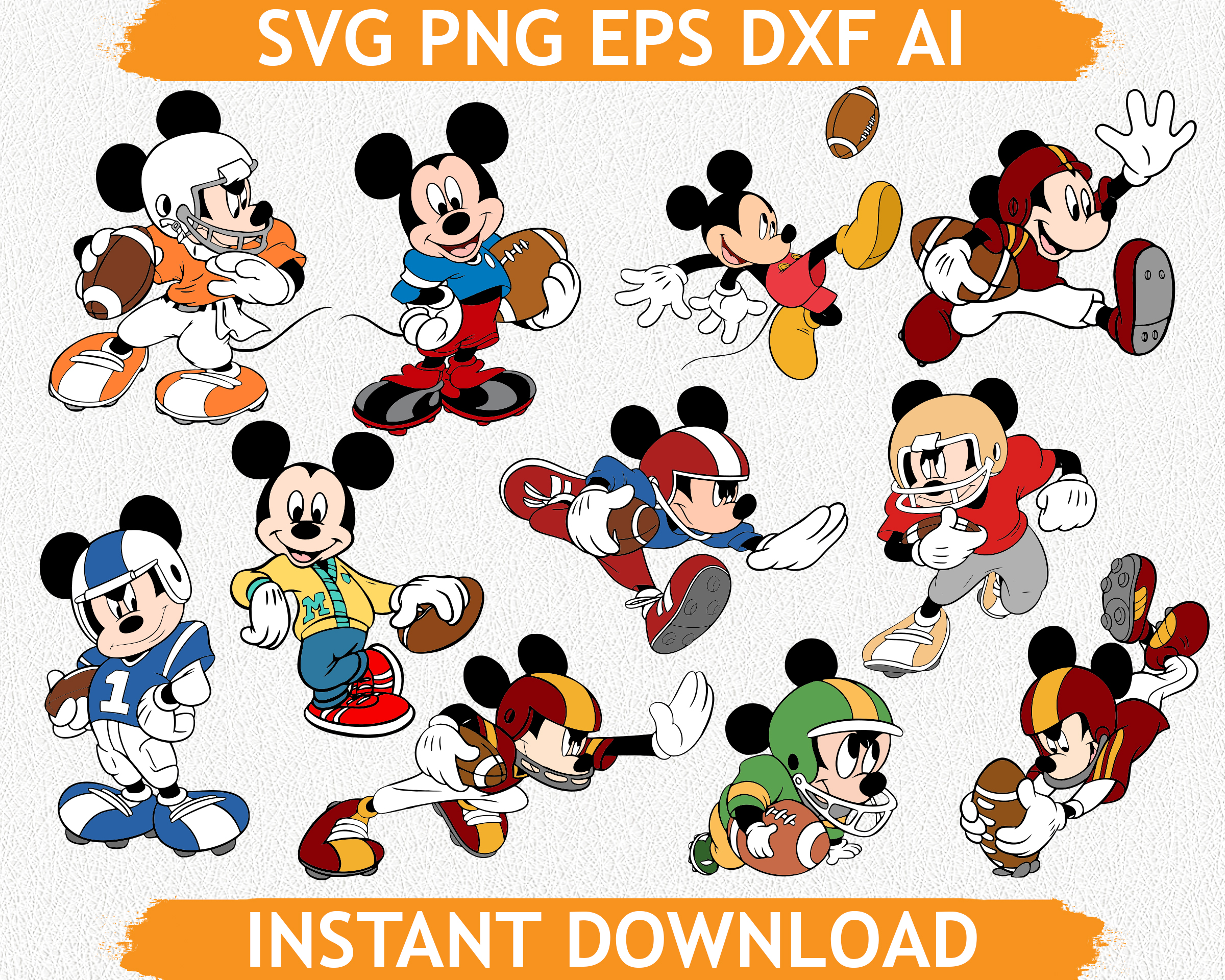 Mickey svg, Mickey png, Mickey dxf, Mickey football svg, Mic | Inspire ...