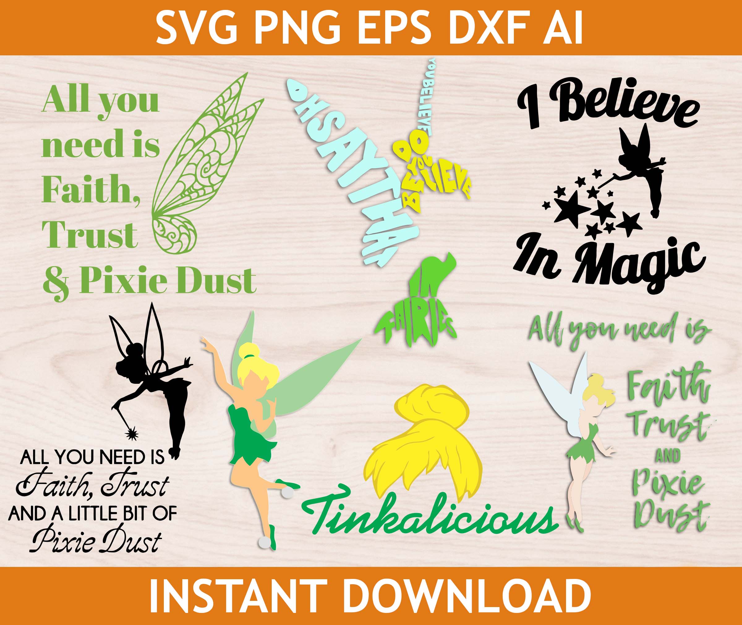 Tinkerbell svg, Tinkerbell eps, Tinkerbell dxf, Tinkerbell p | Inspire ...