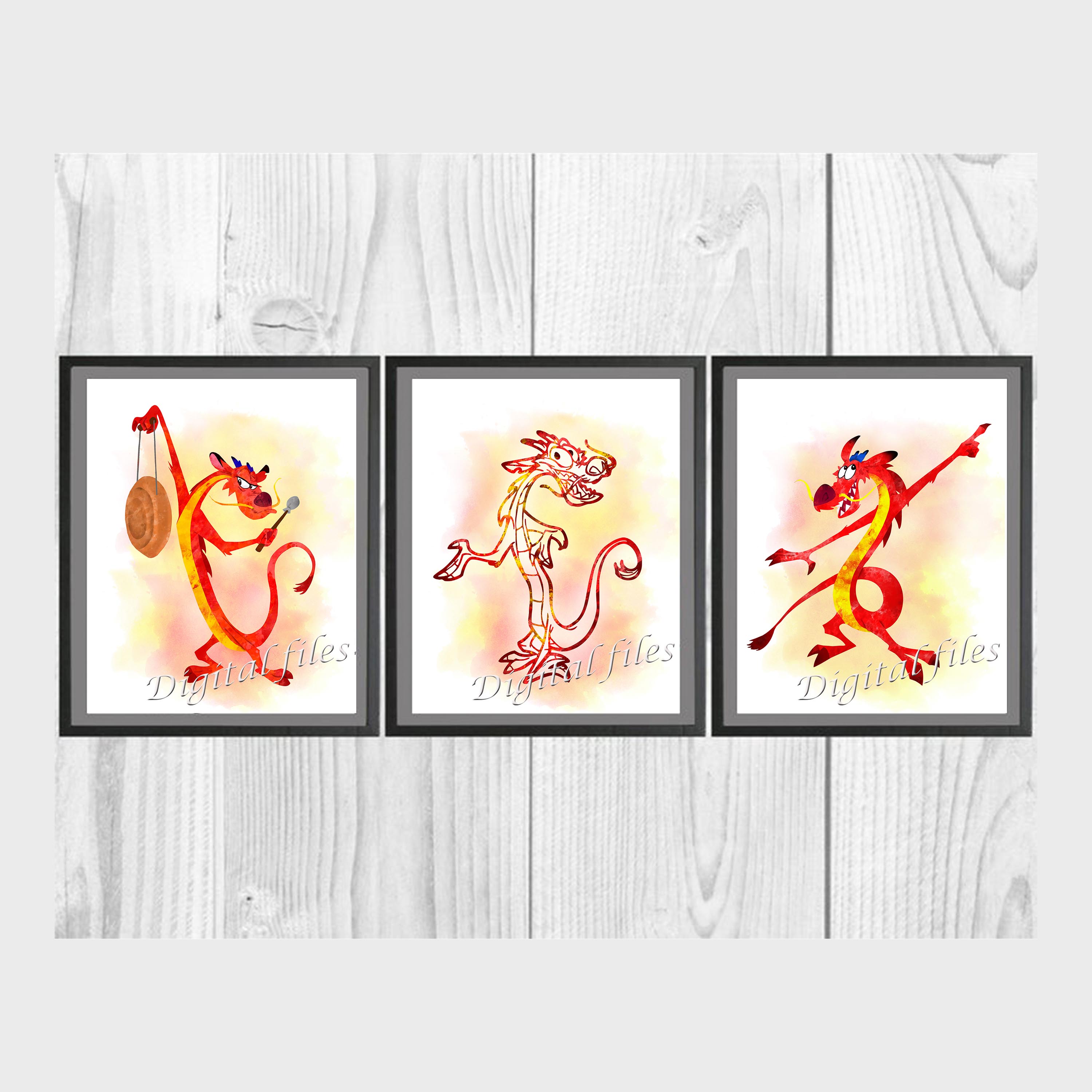 Mulan Mushu Set Disney Art Print Digital Files decor nursery - Inspire ...