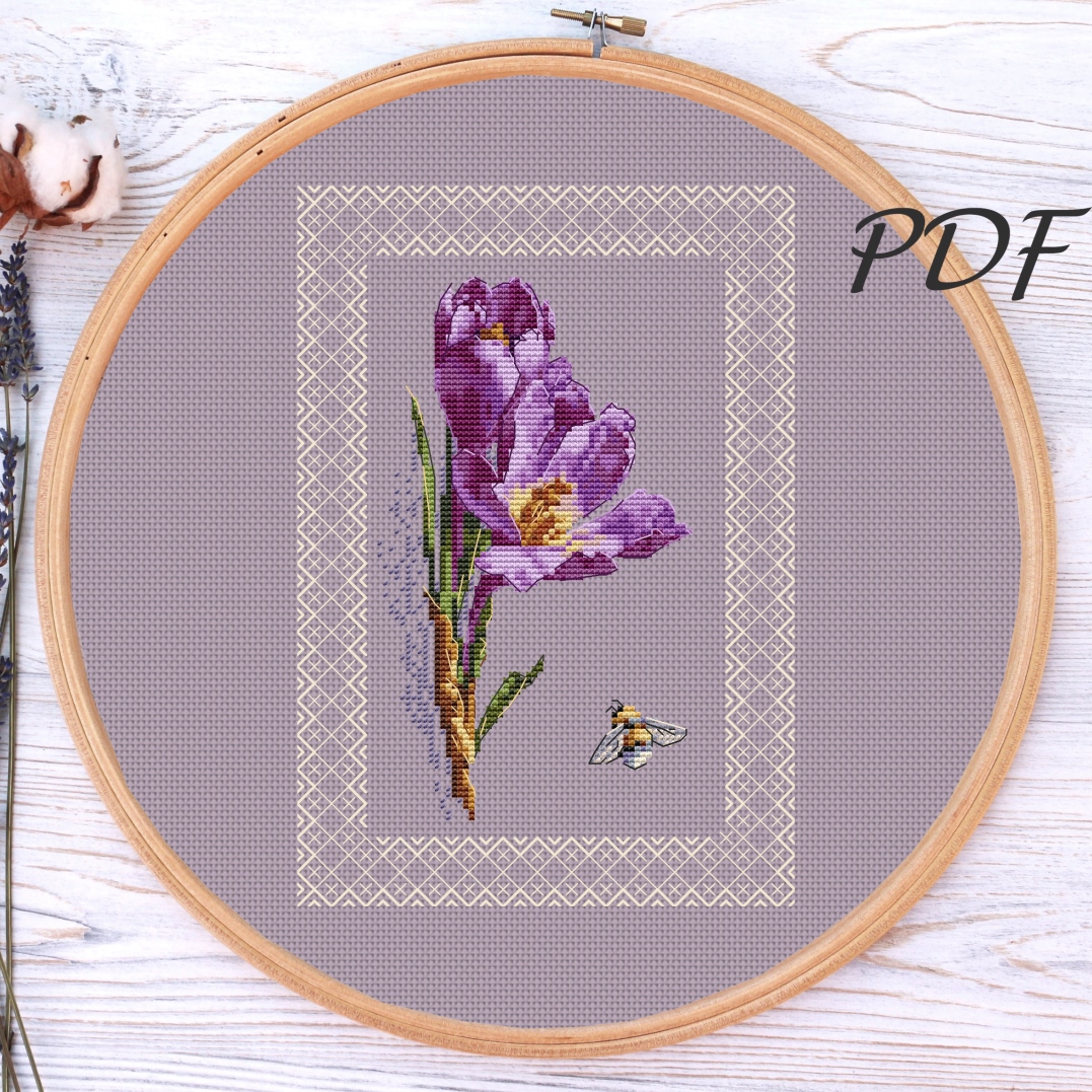 Embroidery file crocuses embroidery file template design for | Inspire ...