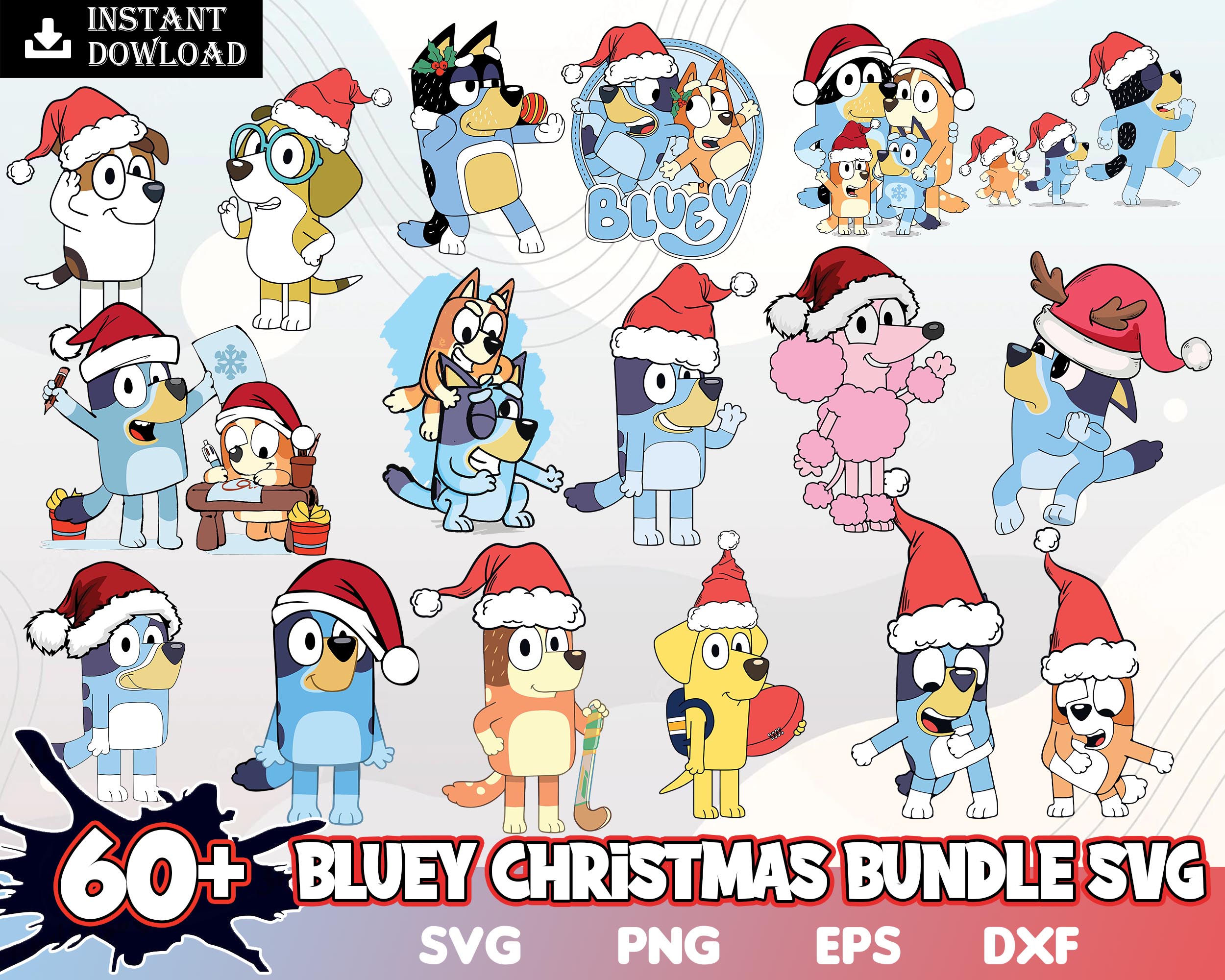 Christmas Bluey Svg Bundle, Dog cartoon Vector, Bluey Clipar - Inspire ...