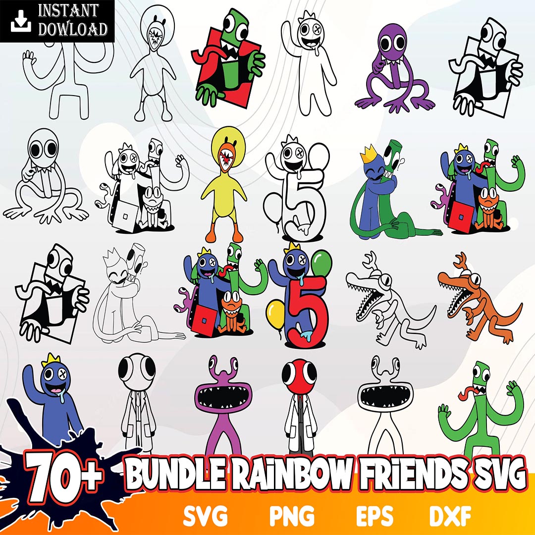 70 Rainbow friends SVG, Rainbow friends PNG, Sublimation, Tr | Inspire ...