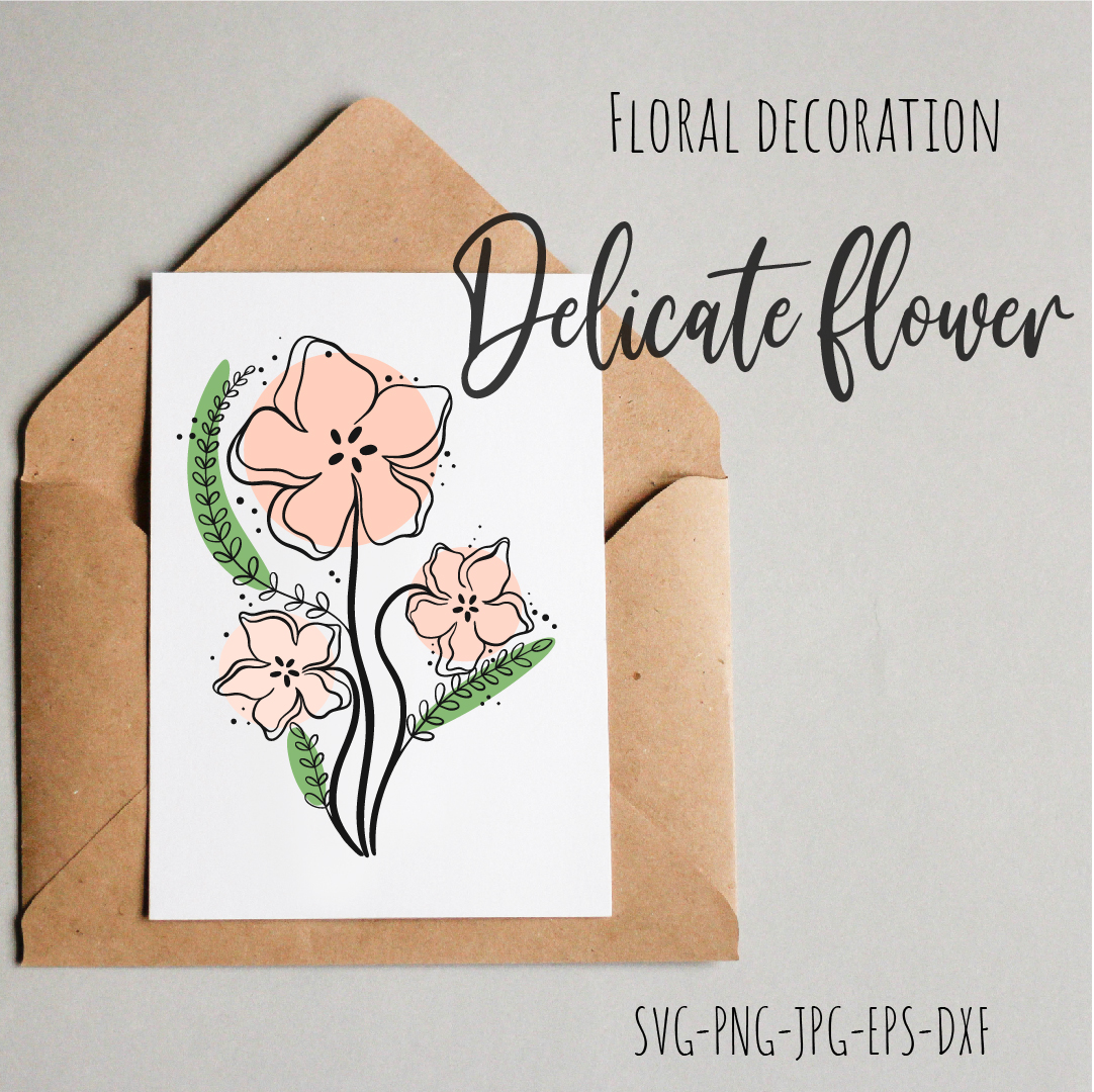 Floral decoration svg. Delicate flower clipart - Inspire Uplift