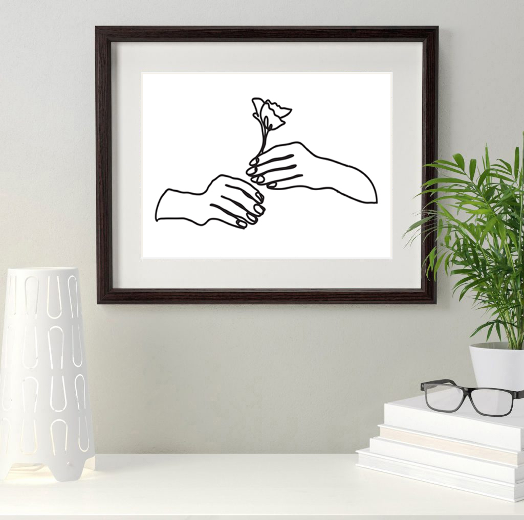 Hands Print Hands Line Drawing Minimal Line Art Digital Prin - Inspire ...