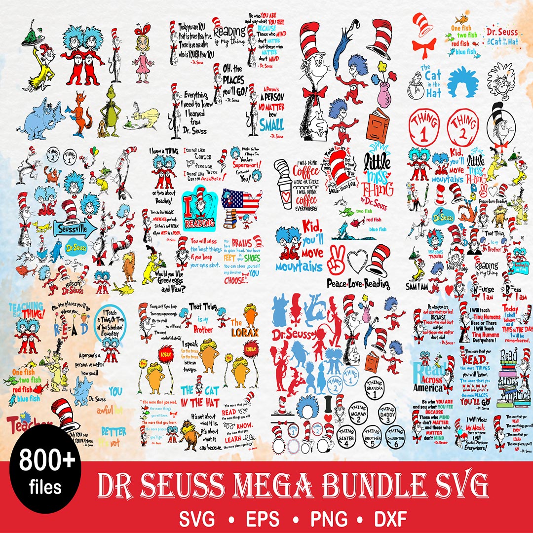 800 Dr Seuss Svg bundle, Dr Seuss png, Dr Seuss christmas sv - Inspire ...