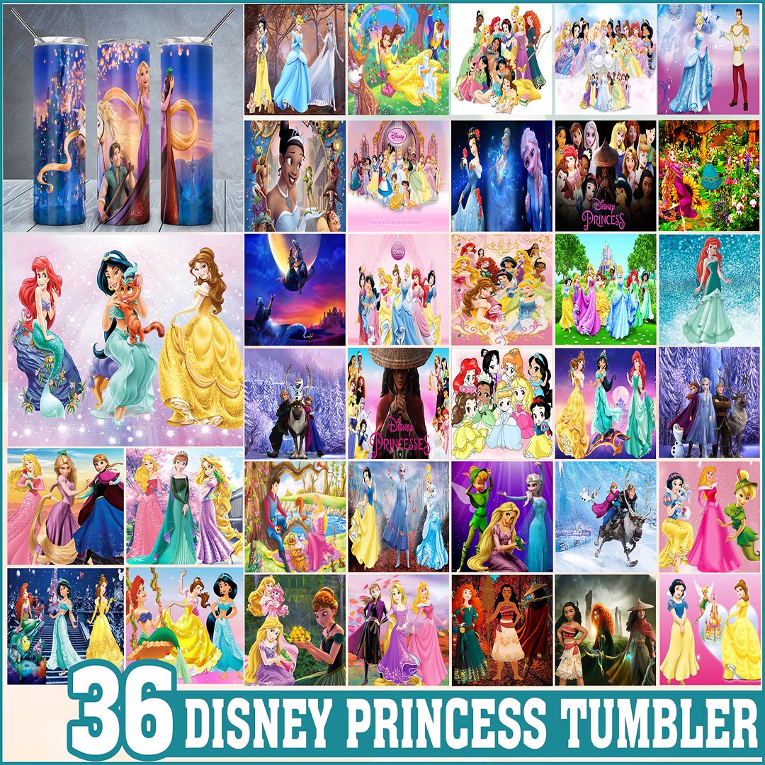 Disney Princess Tumbler, Disney Princess PNG, Tumbler design | Inspire ...